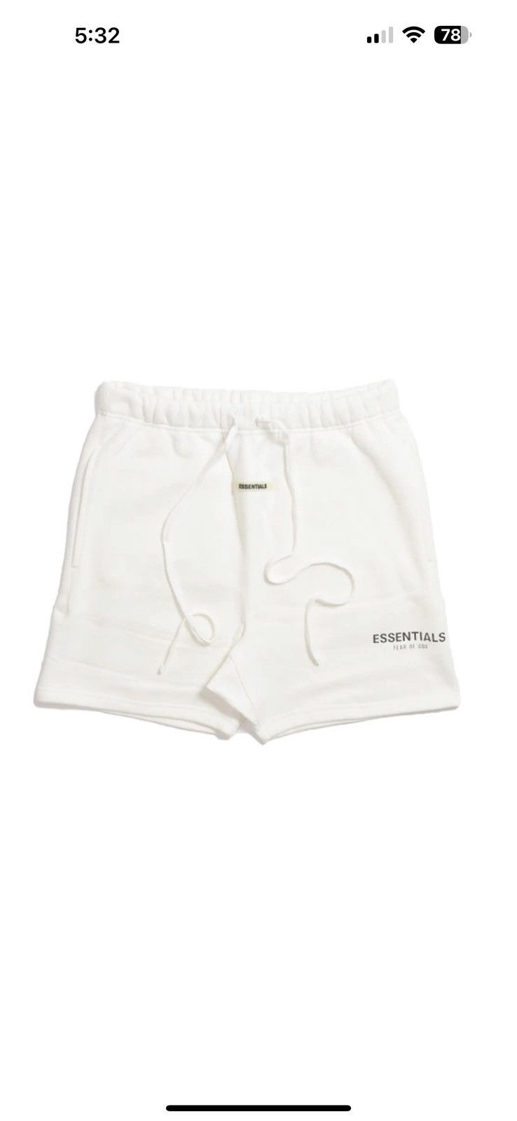Fear of God White SS20 Essential Shorts | Grailed