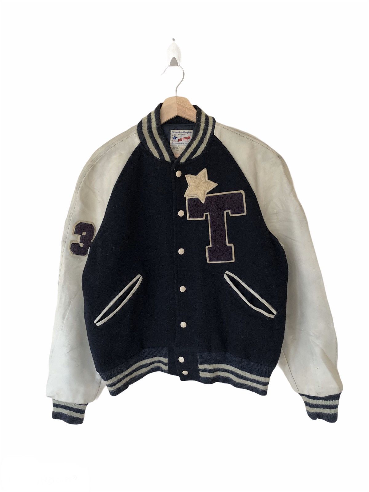 Varsity 🔥VINTAGE T BUTWIN VARSITY JACKET LEATHER SLEEVE MADE IN US ...