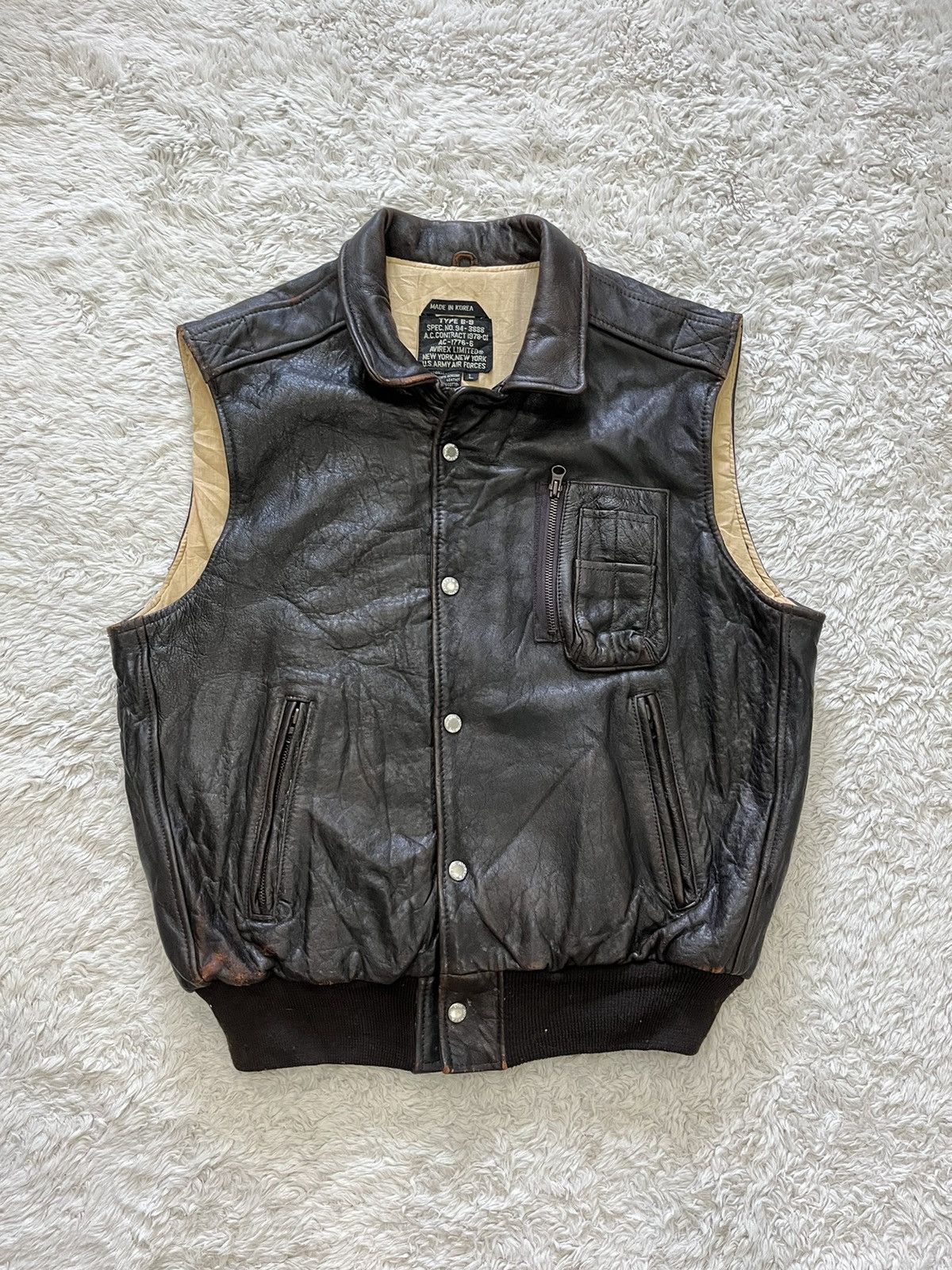 Vintage Vintage Avirex Type B-9 Leather Vest | Grailed