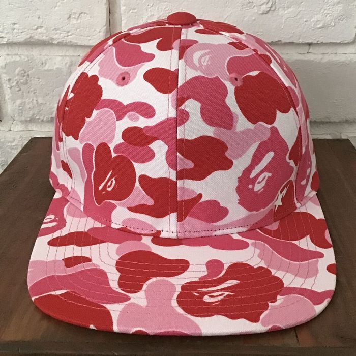Bape BAPESTA logo ABC camo pink Snapback cap pink camo hat | Grailed