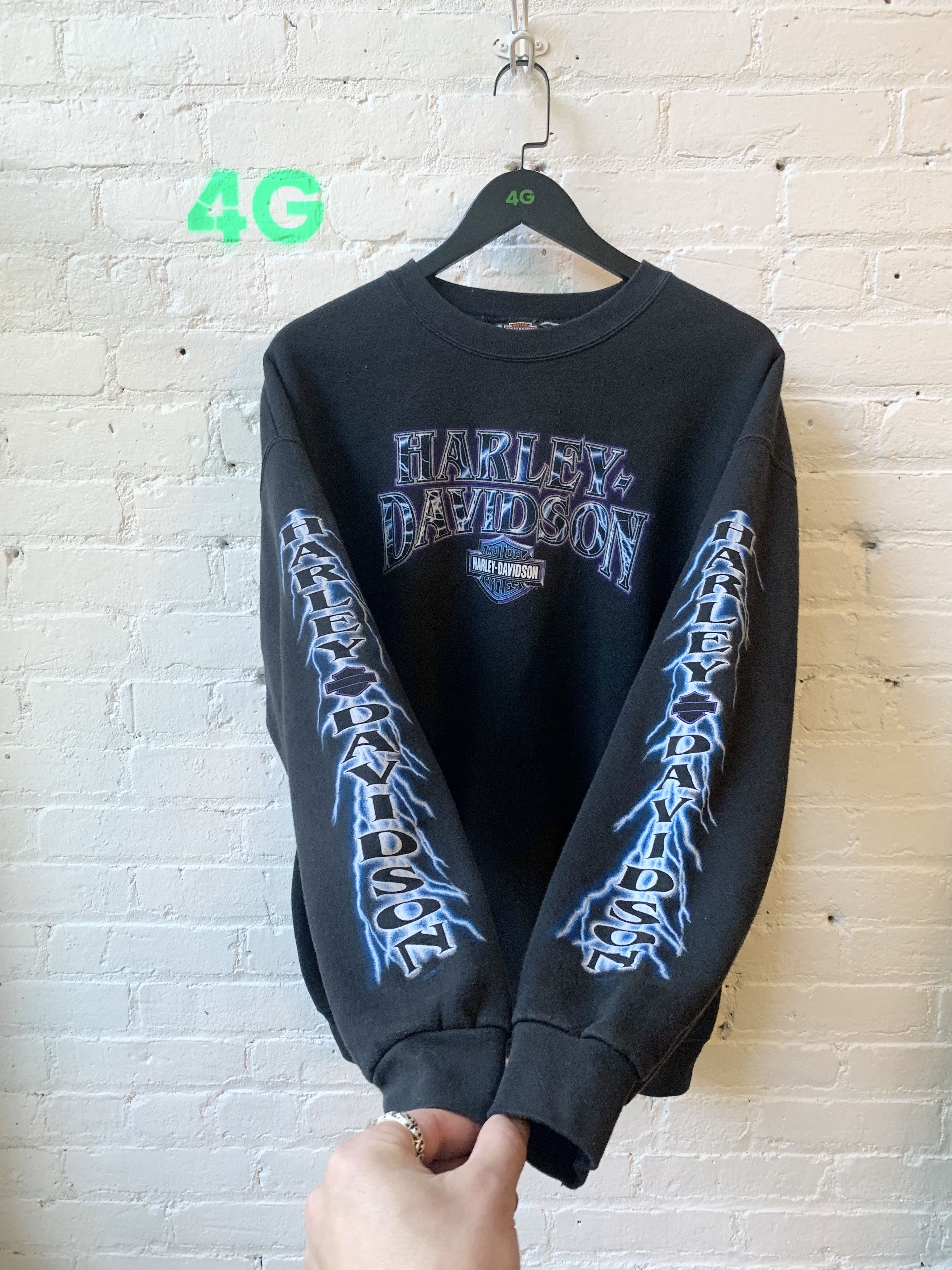 Vintage Vintage Harley Davidson Lightening font spell out sweater XL ...