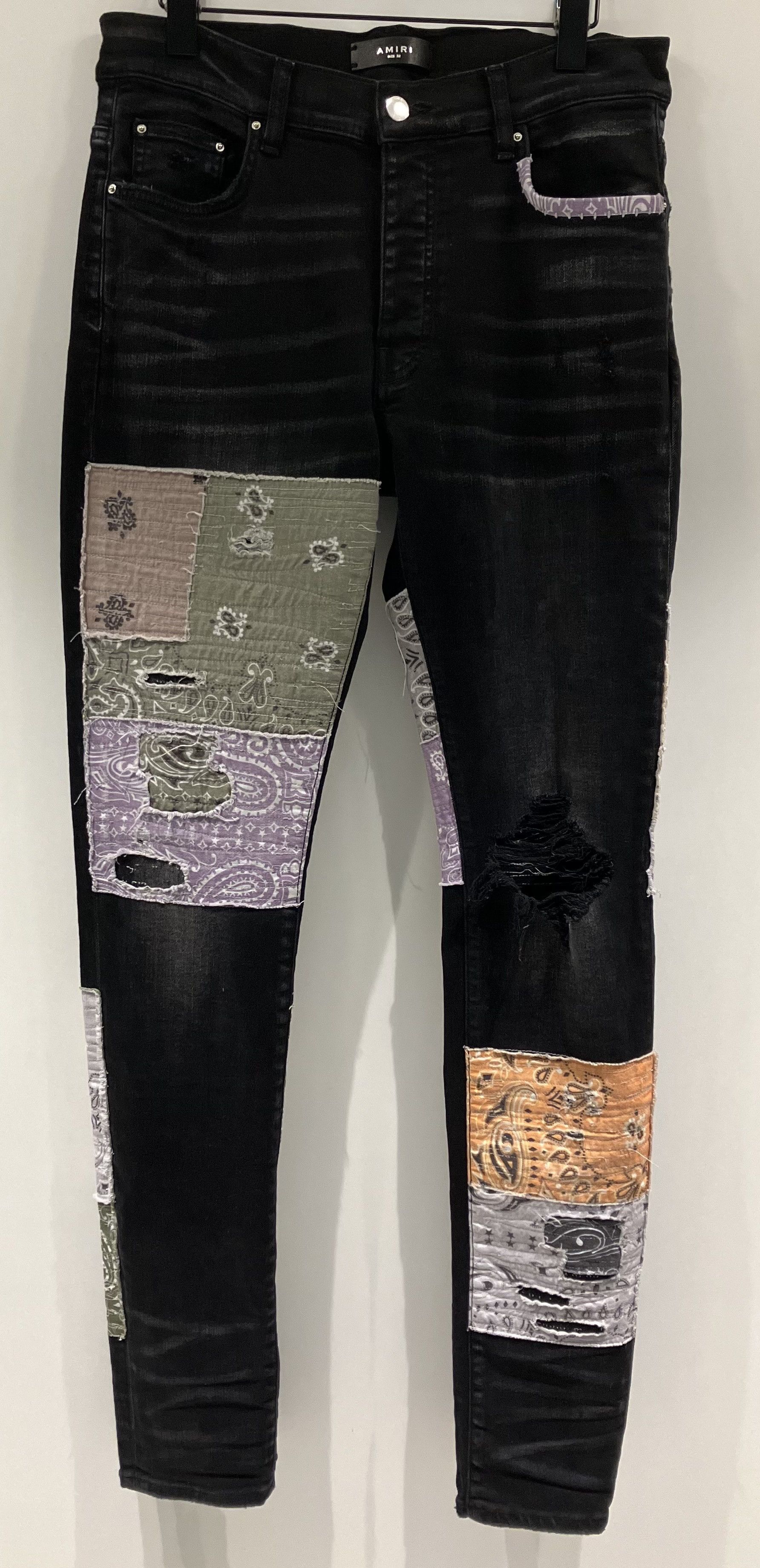 Amiri Amiri Bandana Art Patch Jean Aged Black | Grailed