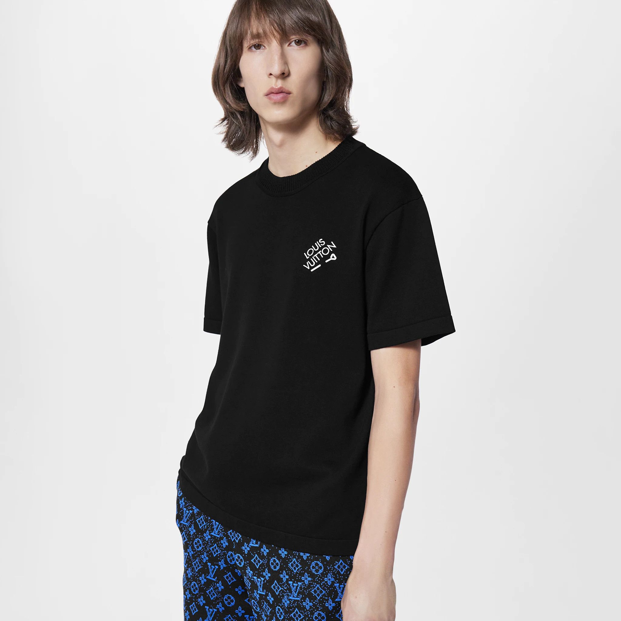 Louis Vuitton LOUIS VUITTON T SHIRT MONOGRAM BLACK WHITE LOGO LV 1AATXF ...