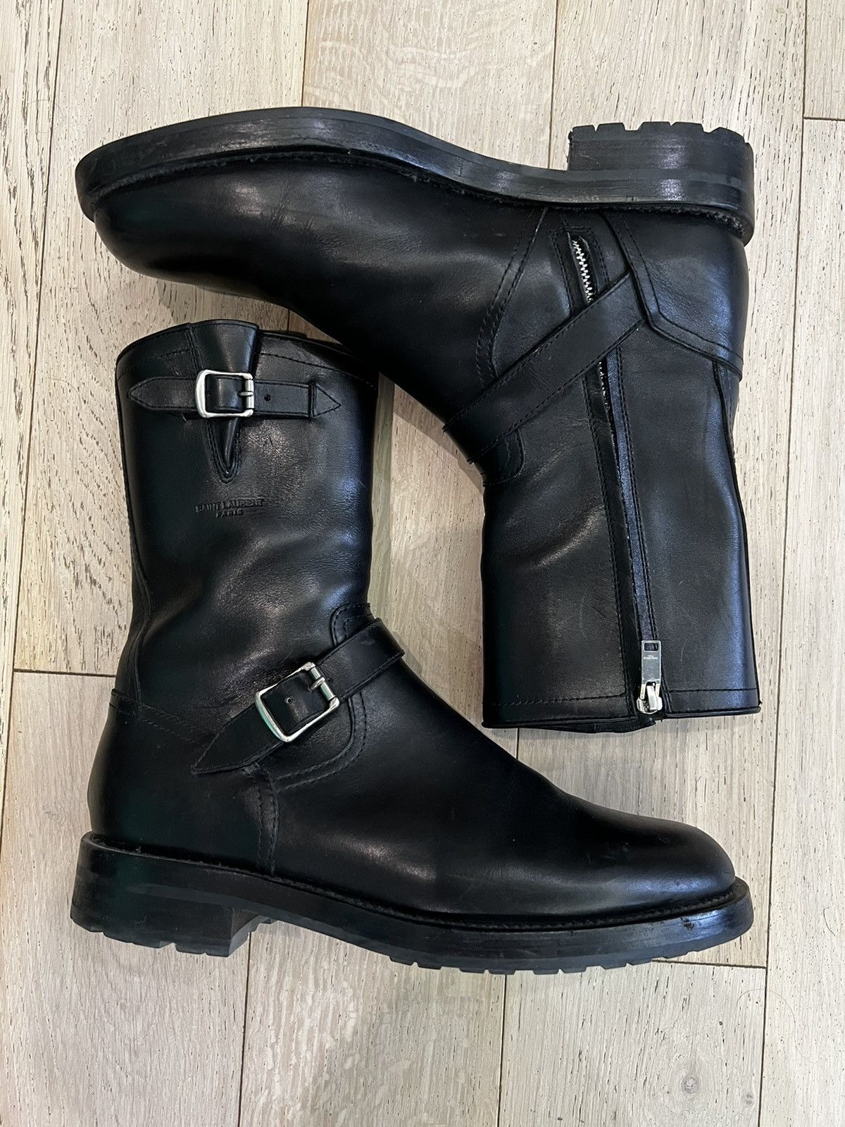 Hedi Slimane × Saint Laurent Paris SLP Hedi Ultra Rare Motorcycle Boots ...
