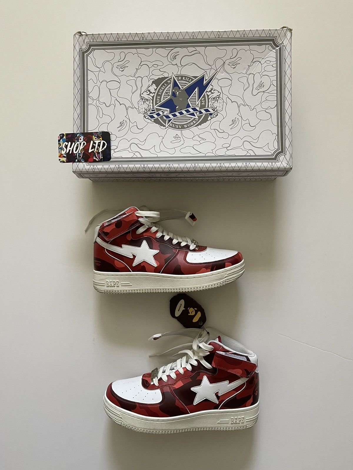 Bape A Bathing Ape Red Camo Bapesta High Shoes | Grailed