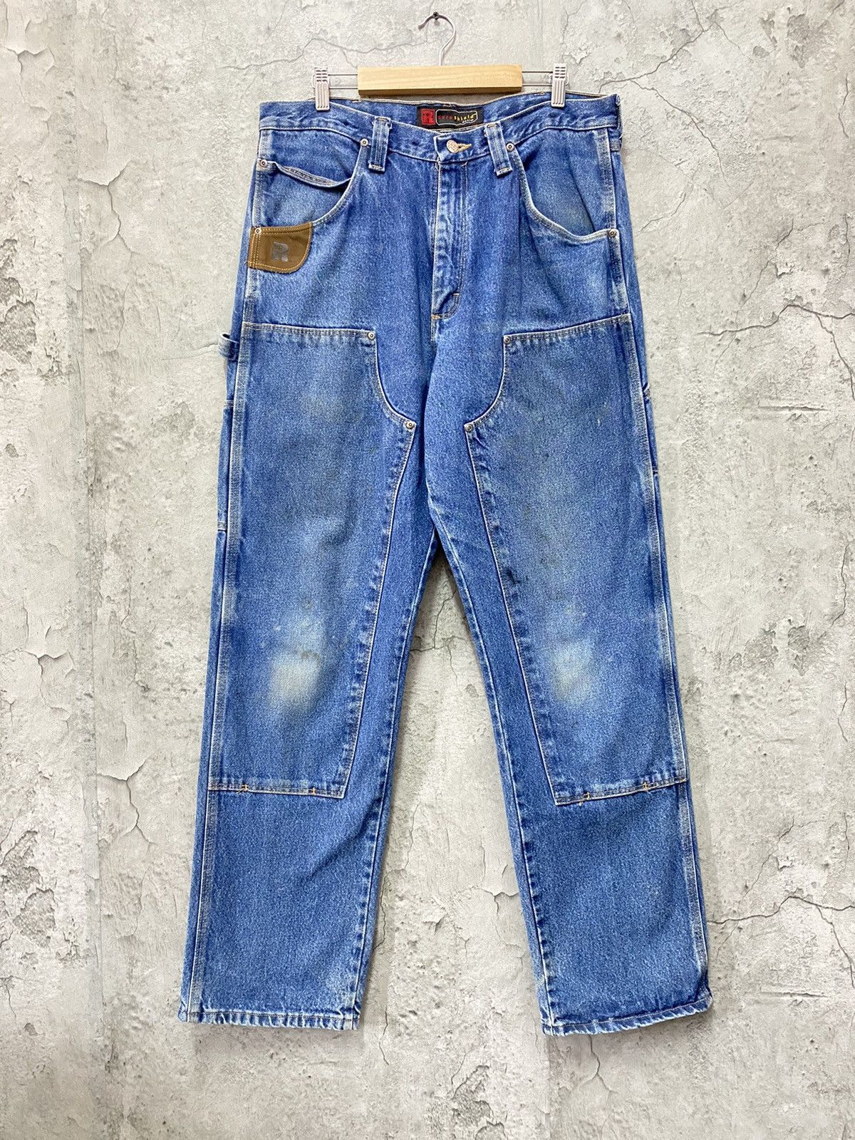 Vintage × Wrangler Vintage Trashed Wrangler Double knee Dirty Blue ...