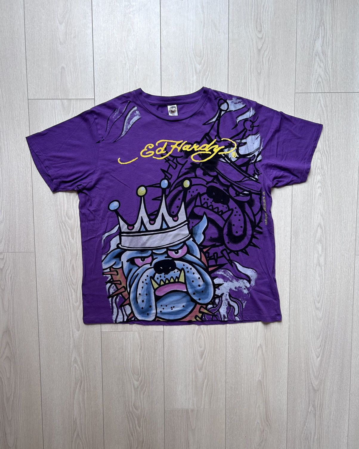 Ed Hardy × Vintage Ed hardy Bull Dog 90s atshirt | Grailed