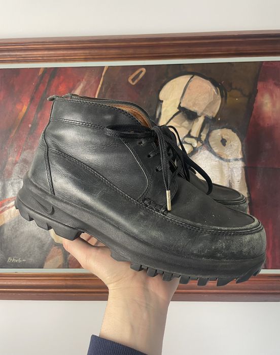 Vintage NIKE ACG VTG 2001 AirLiner Hiking Chukka Boots Black Leather | Grailed