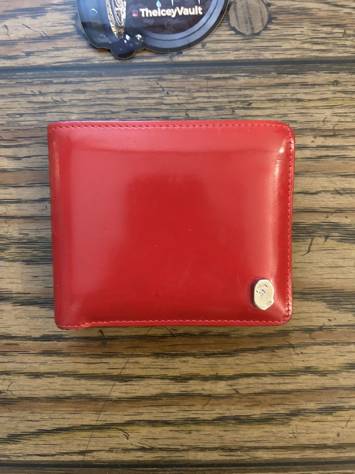 Bape Bape Red Leather Bifold Wallet | Grailed
