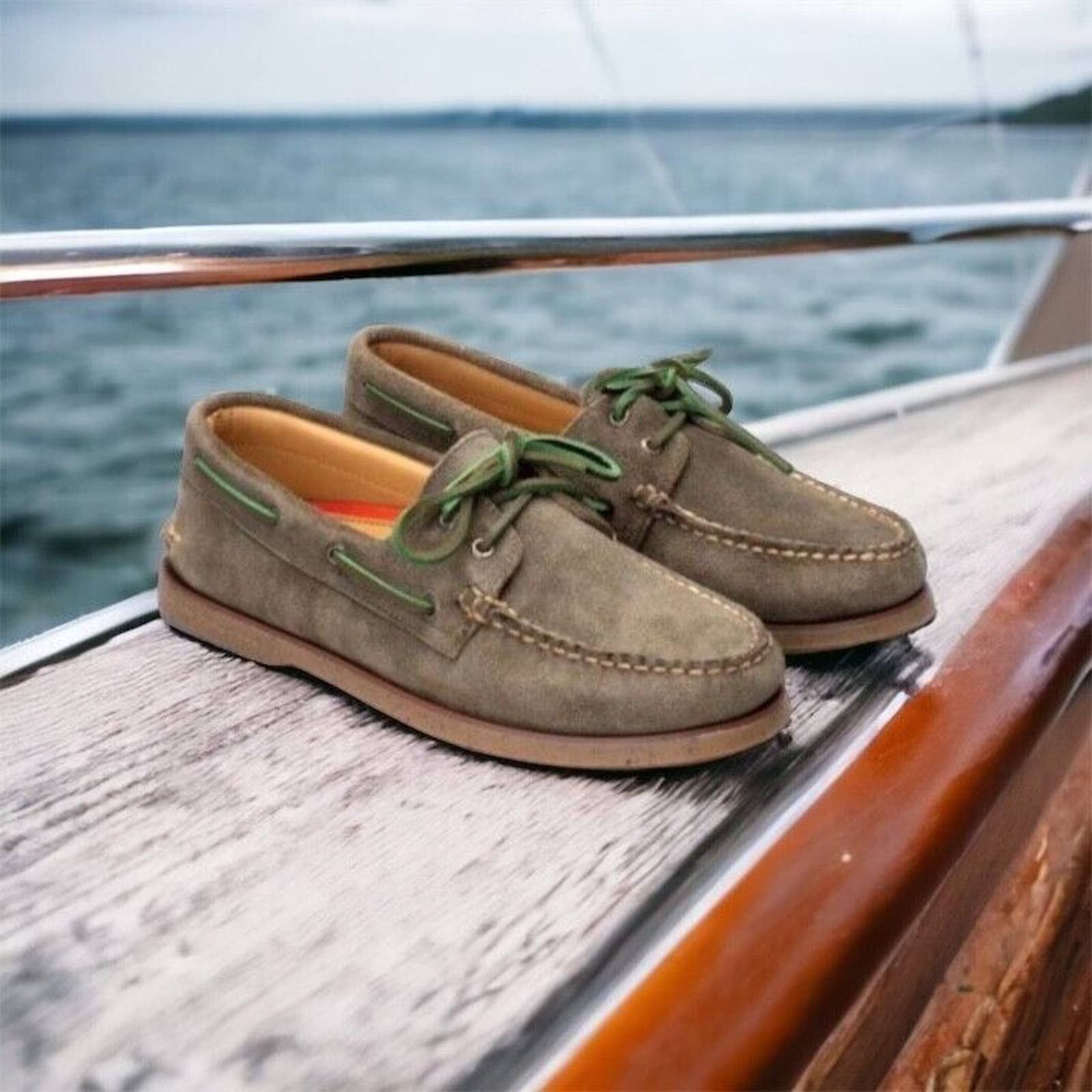 Sperry Sperry Gold Cup Olive Suede AO 2 Eye Boat Shoes Size 10.5 | Grailed