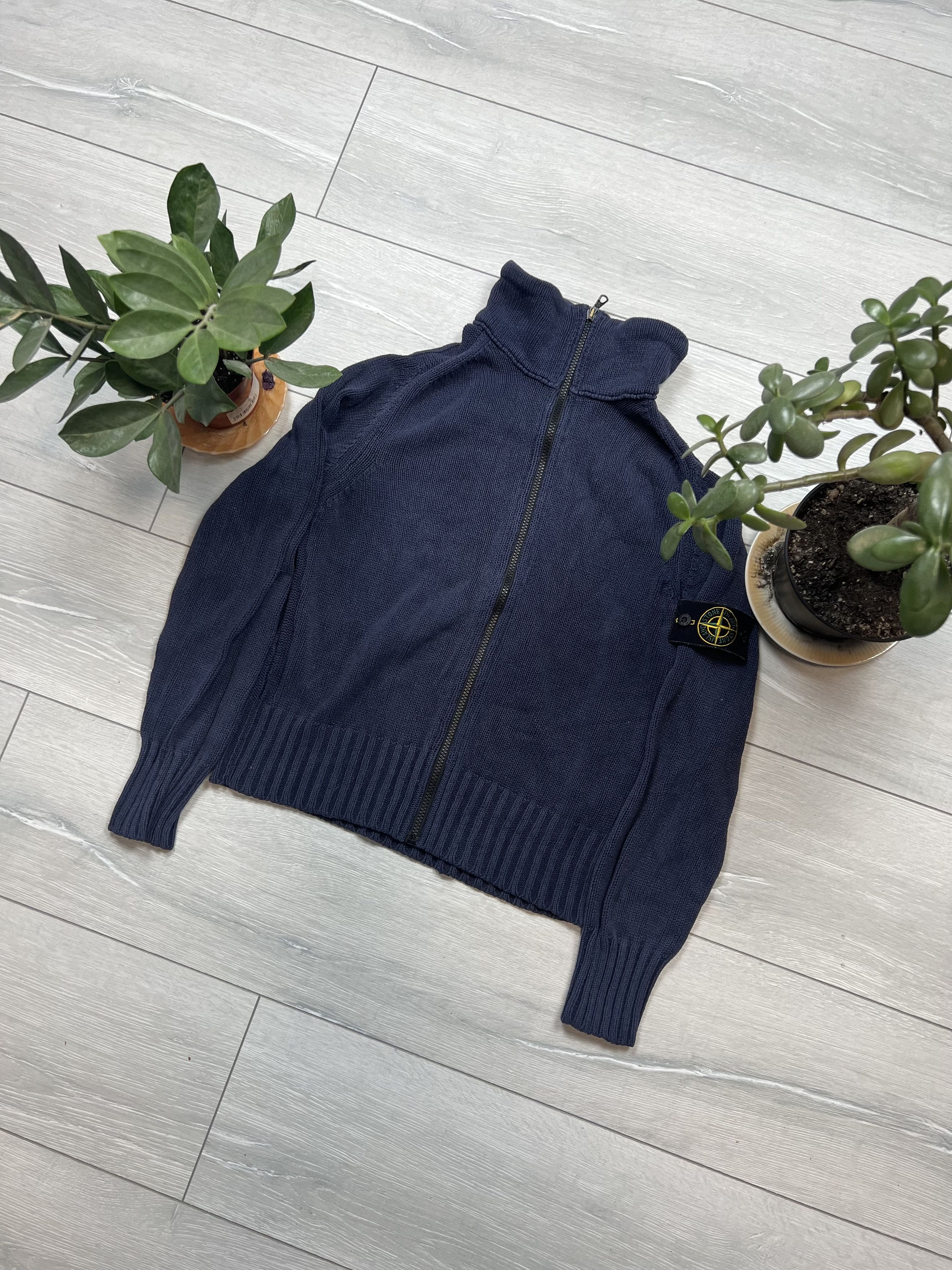 Stone Island Vintage Stone Island Knit Turtle Neck Full Zip Sweater | Grailed