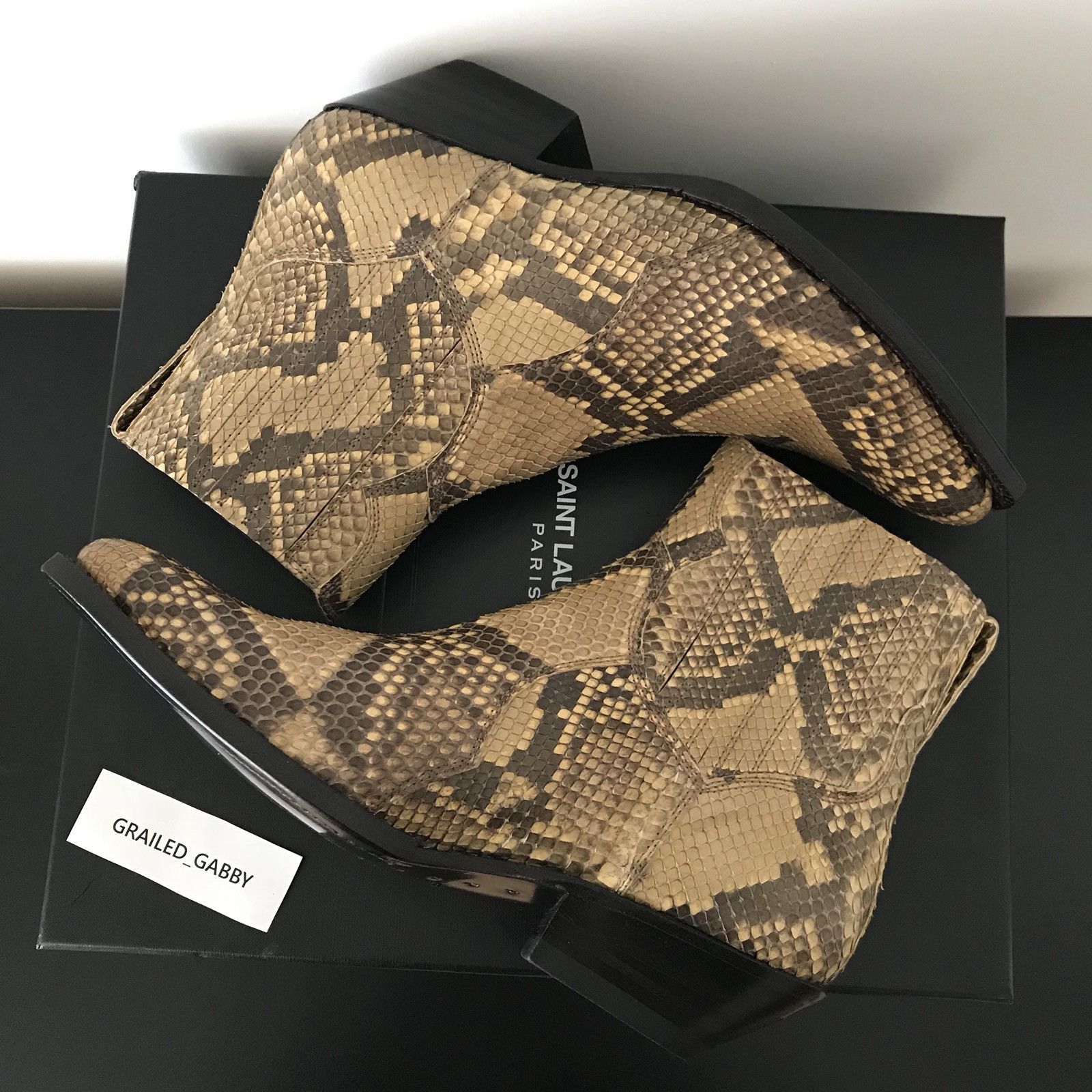 Hedi Slimane × Saint Laurent Paris SS15 Python Skin Santiag Boot | Grailed