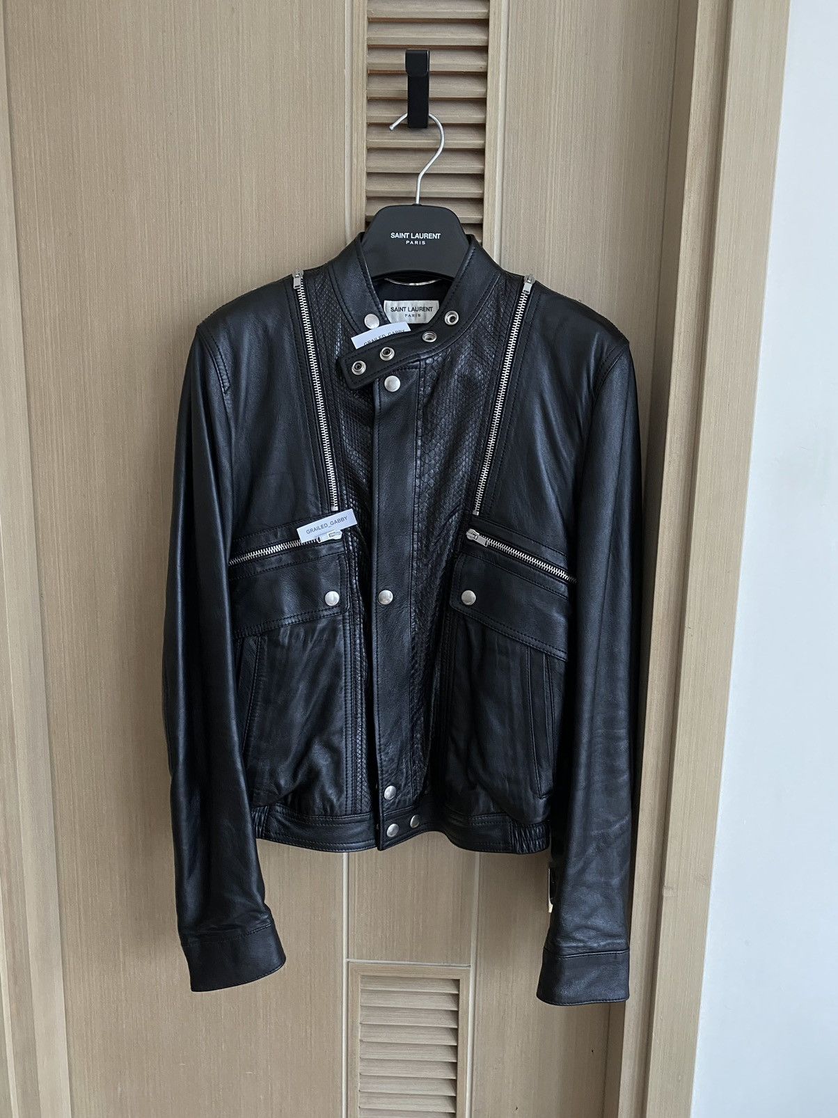 Hedi Slimane × Saint Laurent Paris FW15 Aviator Python Skin Patch Leather Jacket | Grailed