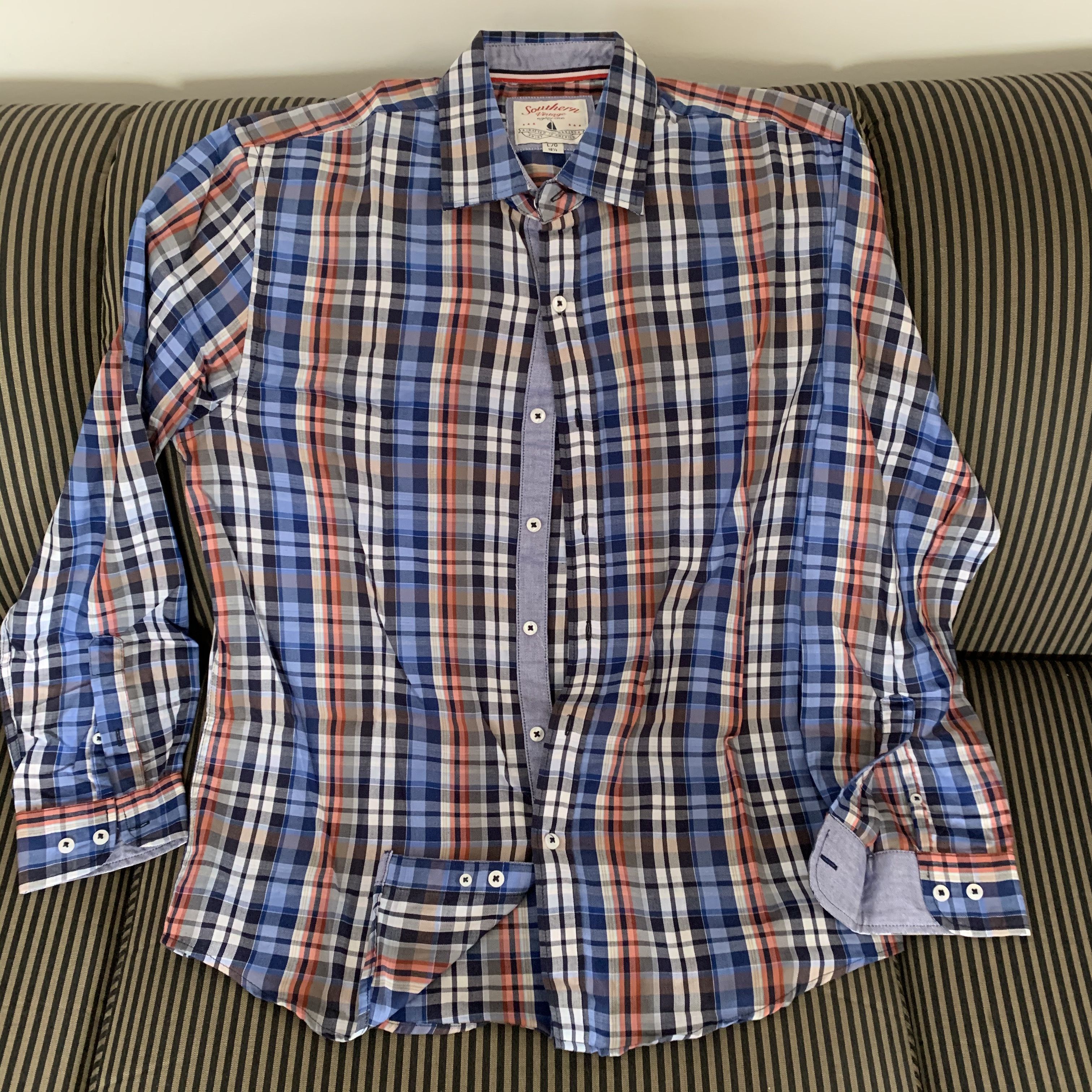 Streetwear Southern Vintage Brand Plaid Button Shirt L 16 1/2 Reg | Grailed