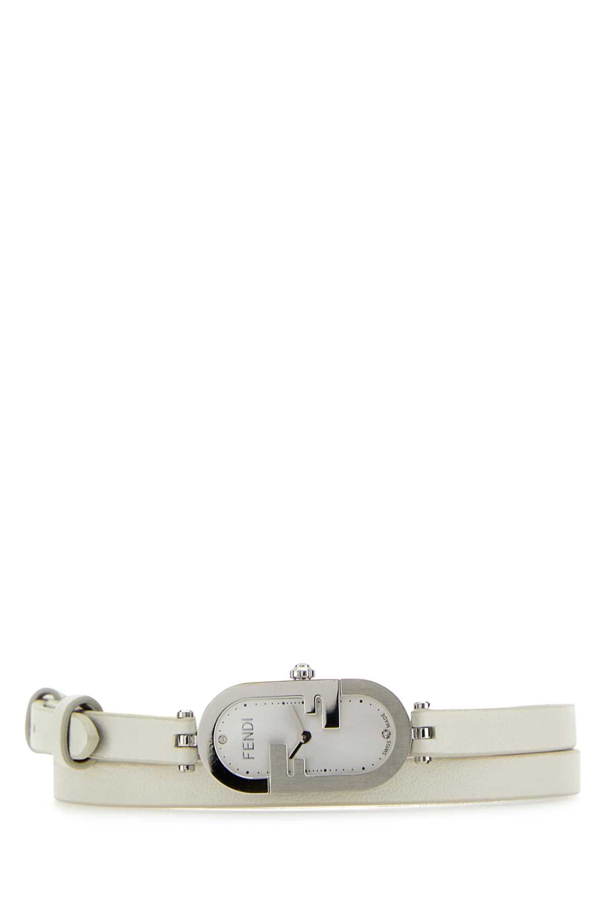 Fendi White Leather O Lock Vertical Watch | Grailed