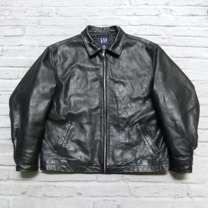 Gap Vintage GAP Leather Motorcycle Jacket Size XL Black | Grailed