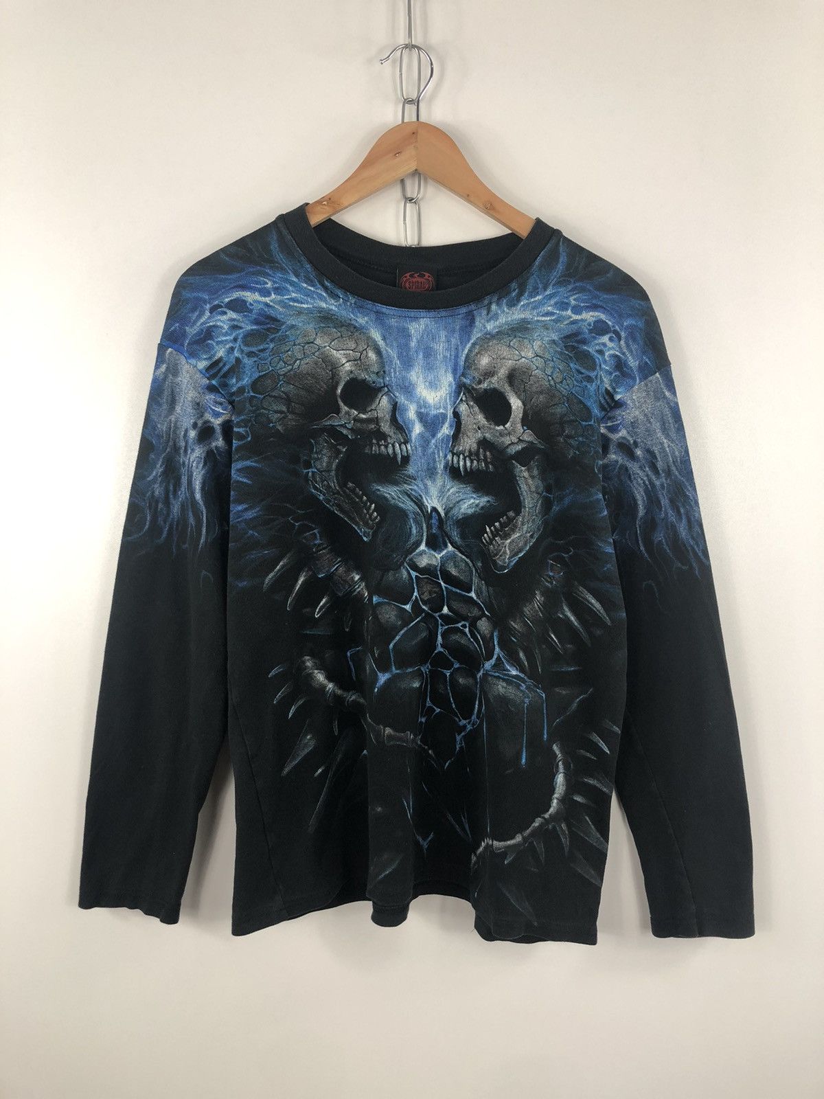Vintage Vintage Skeleton Long Sleeve Overprint 90s Skull Logo Gothic ...