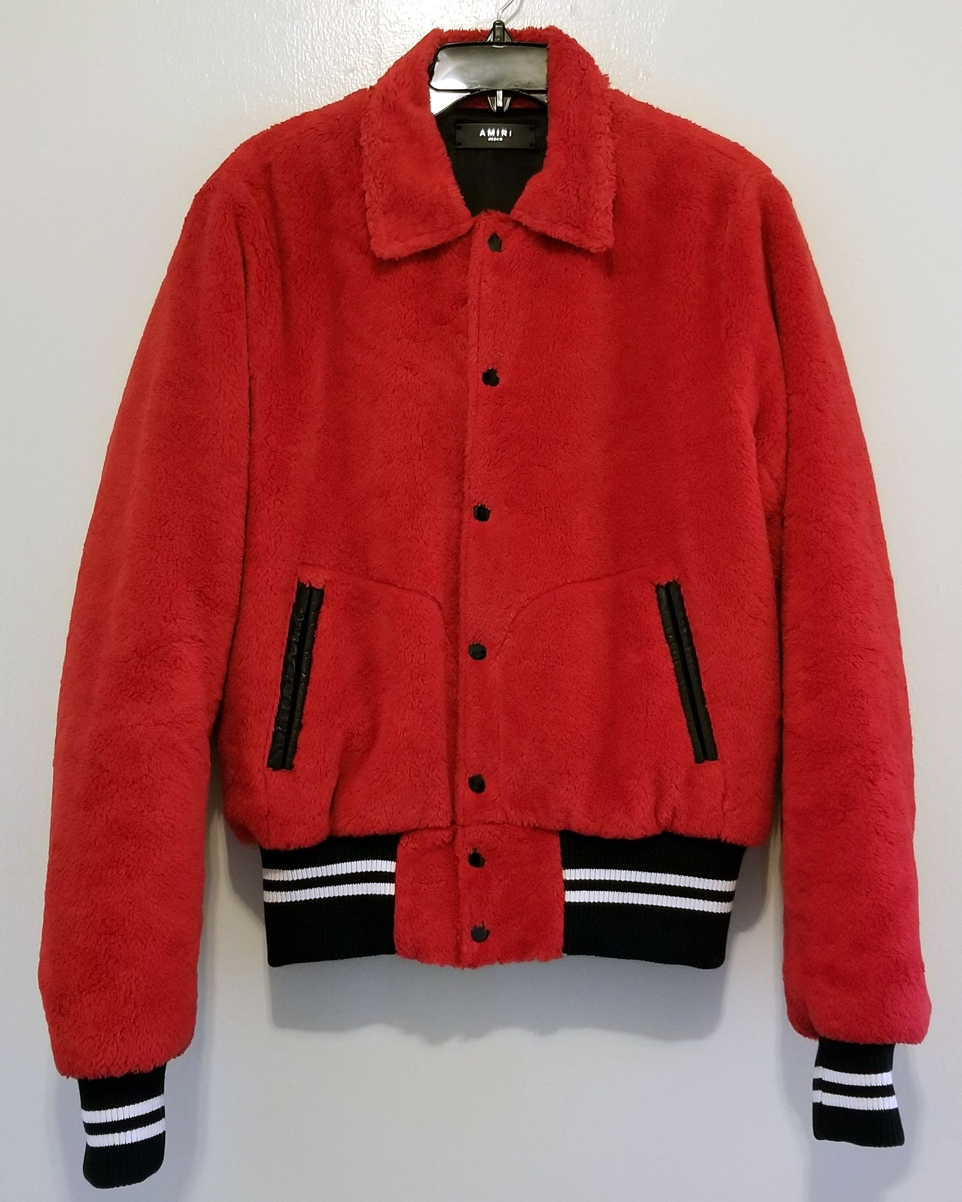 Amiri Amiri Red Sherpa Bomber Jacket | Grailed