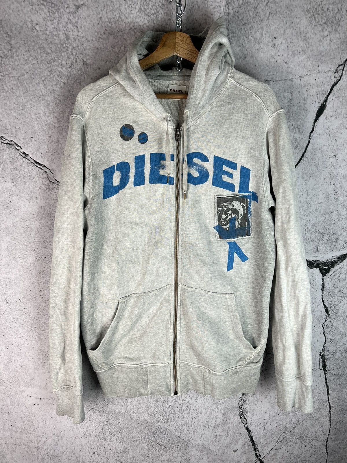 Diesel × Streetwear Diesel distressed streetwear zip hoodie | Grailed