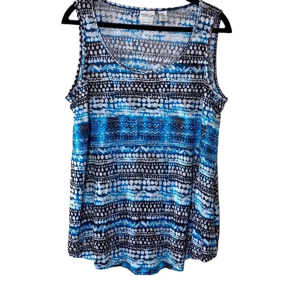 Rachel Zoe Rachel Zoe Womens Summer Tops Sleeveless Scoop Neck Abstract ...