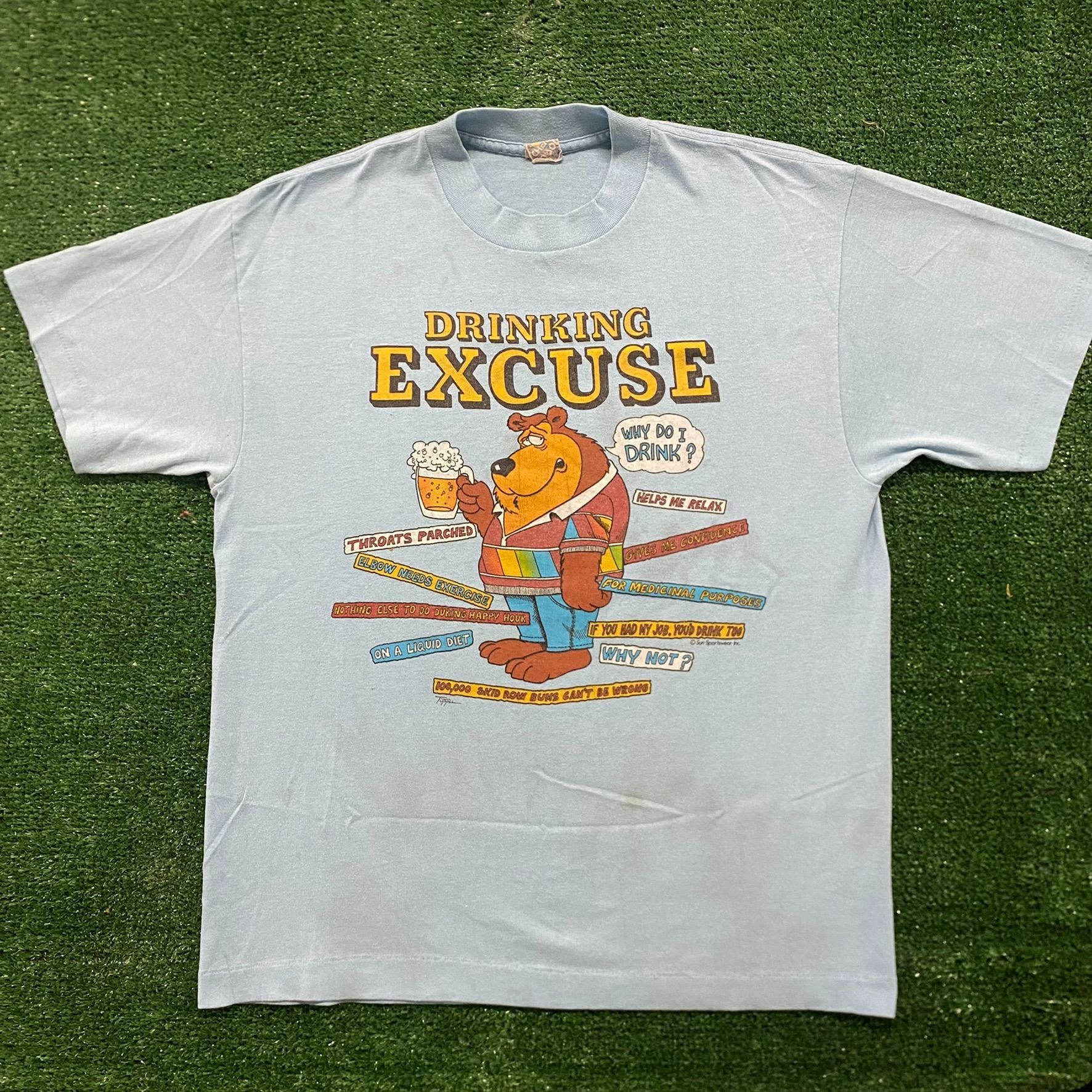 Made In Usa × Streetwear × Vintage Drinking Excuses Vintage 80s Funny ...