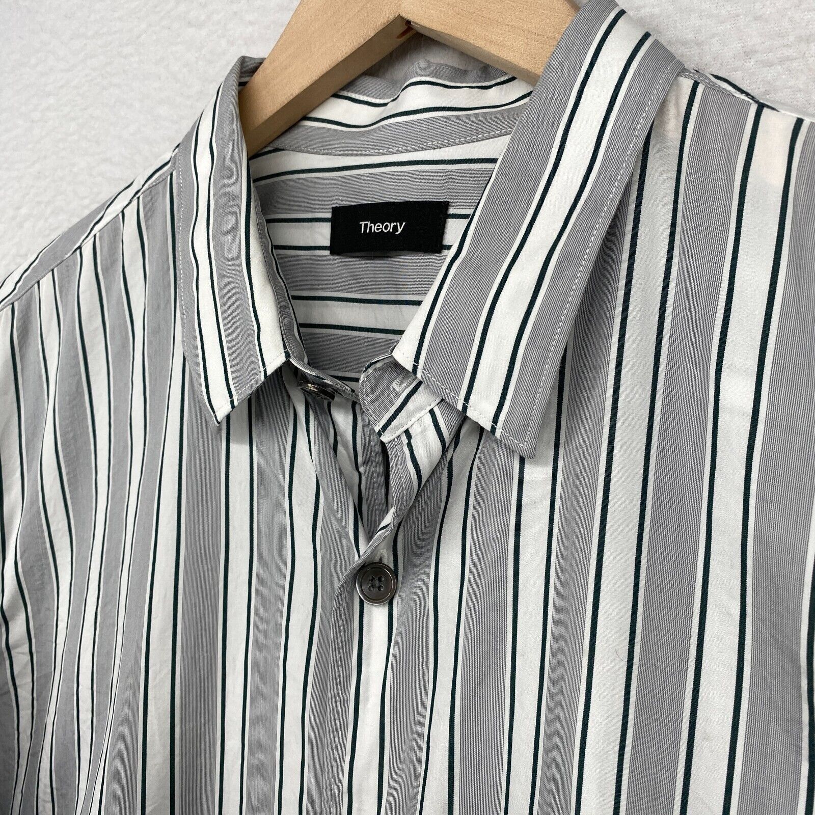 Theory THEORY Shirt Mens Large Striped Button Front Long Sleeve Cotton ...
