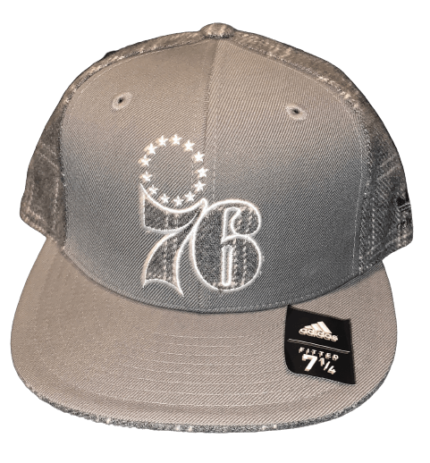 Adidas 76ers NBA Fitted Adidas Size 7 1/4 Grey and Plaid Philly Cap ...