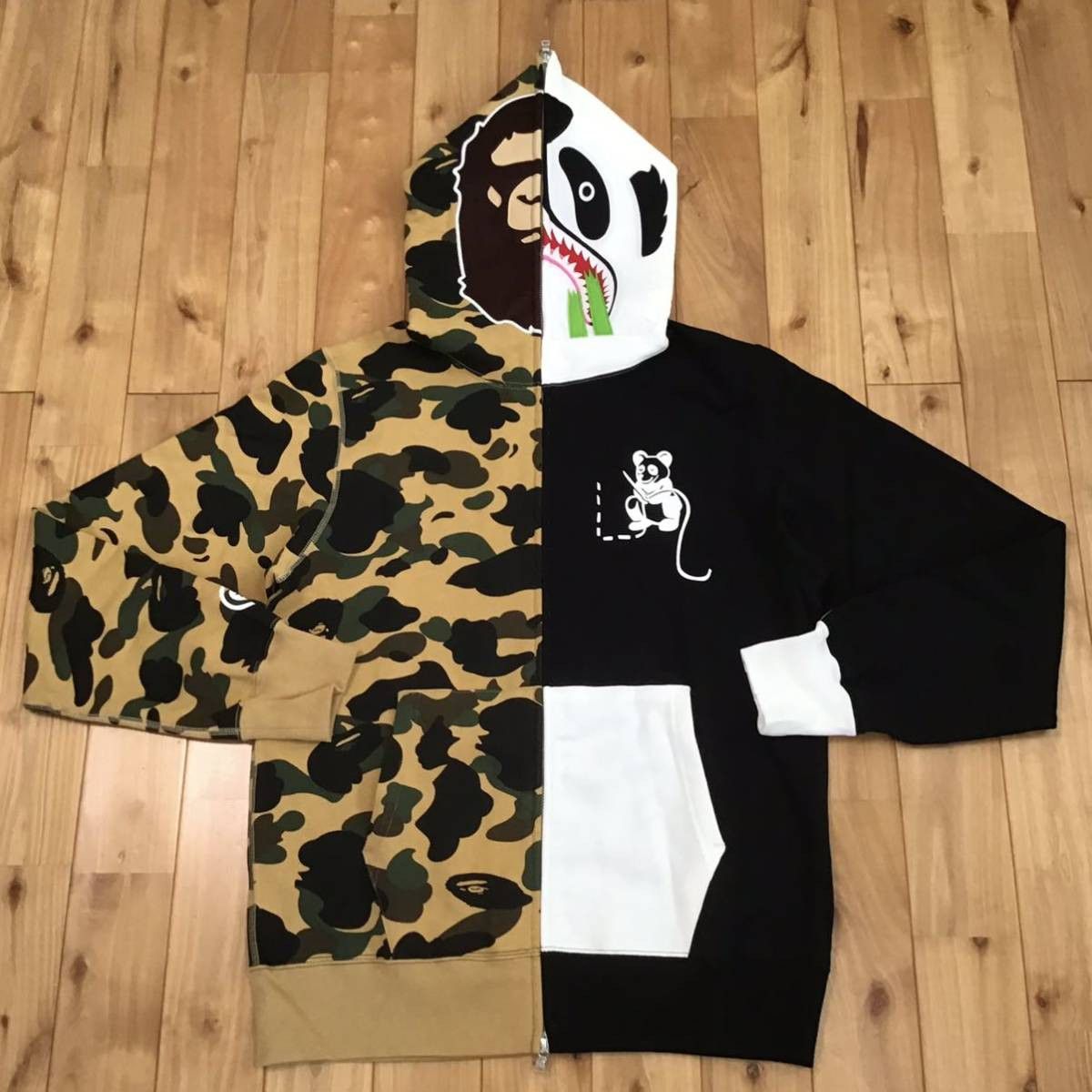 Bape BAPE head panda full zip hoodie 1st camo yellow × black | Grailed