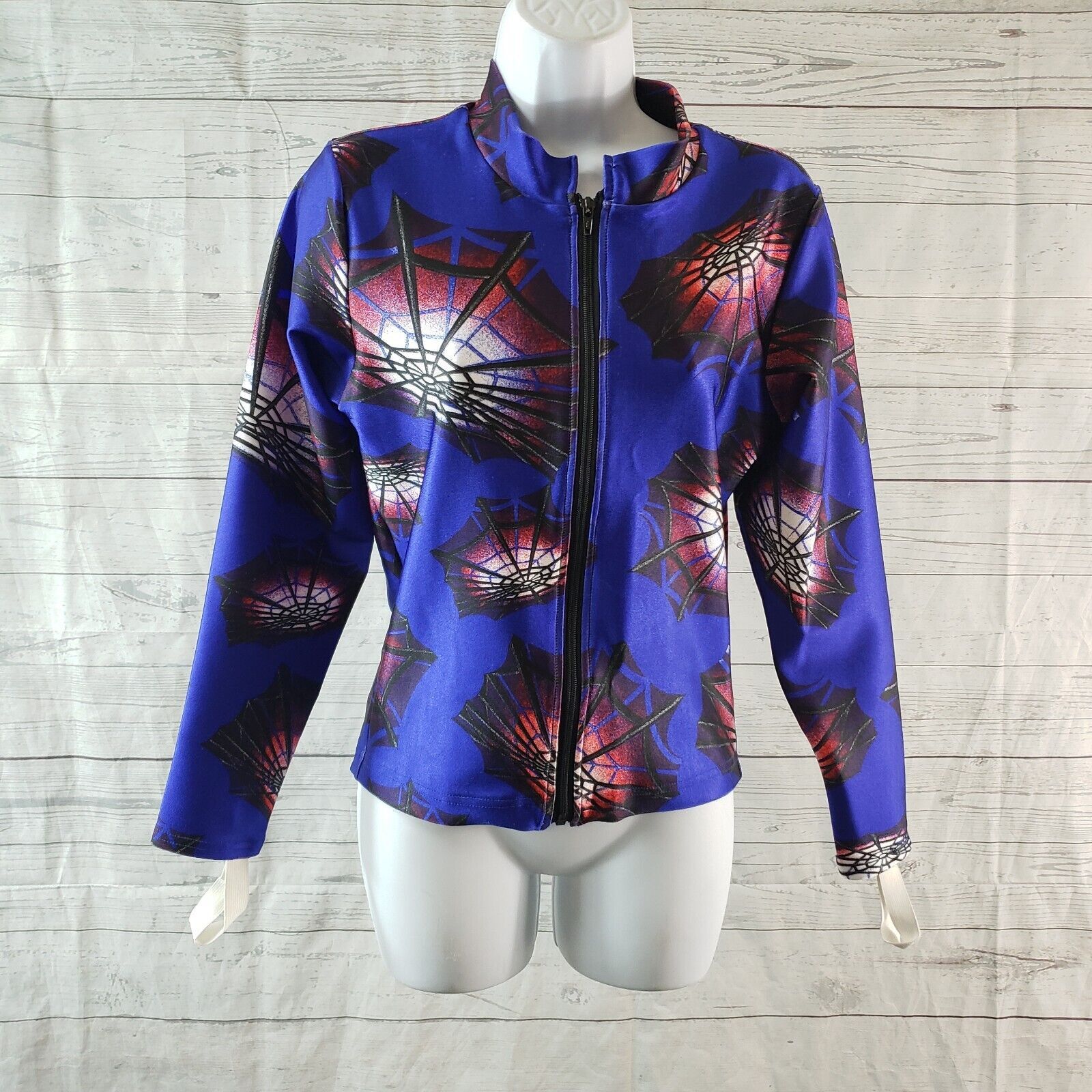 Spyder Vintage Spyder Womens Full Zip Top Sz Large Blue Red Spider Webs ...