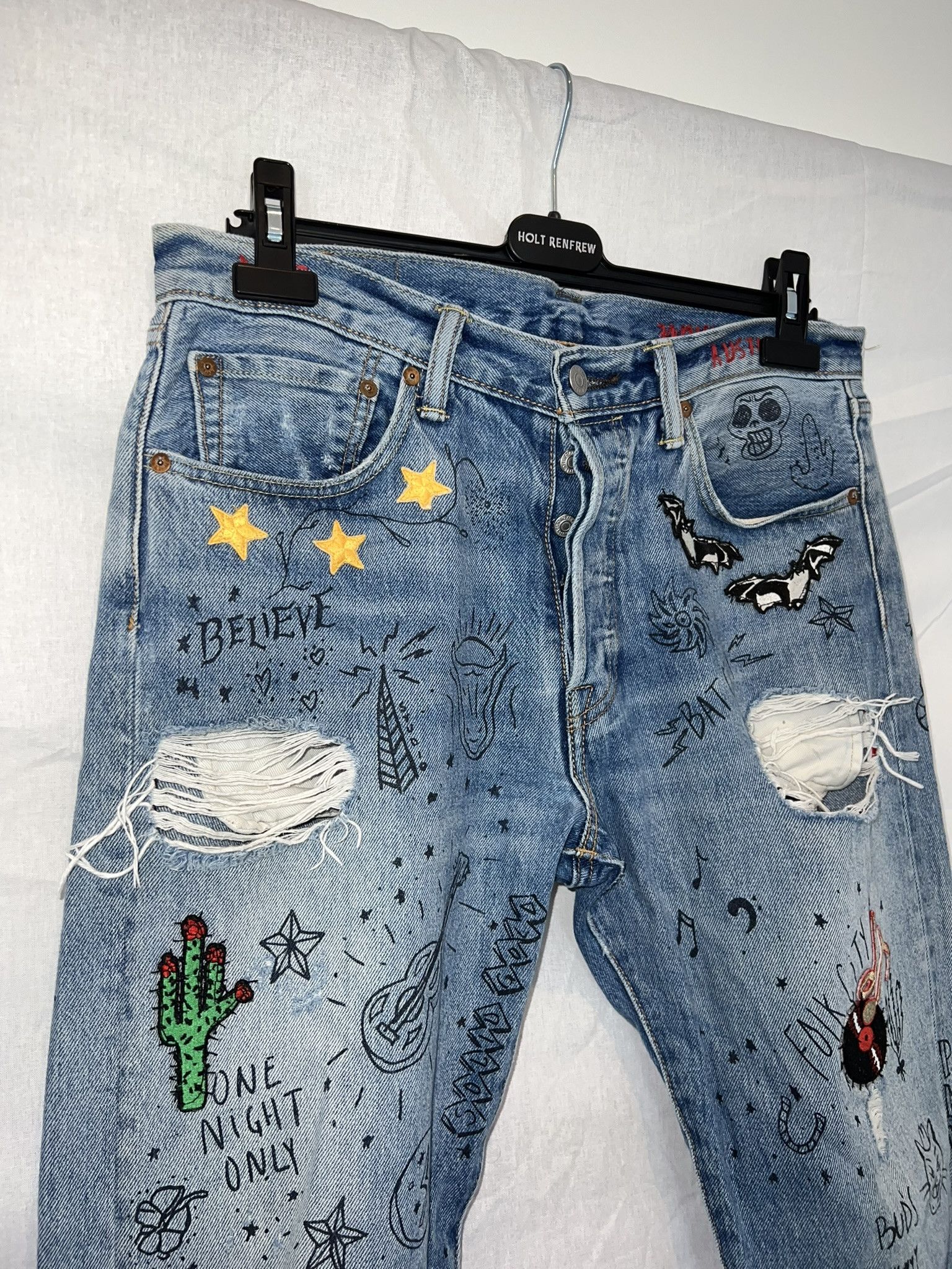 Levi's Levi’s Graffiti Scribbled Patch Distressed Denim 501 Grail | Grailed