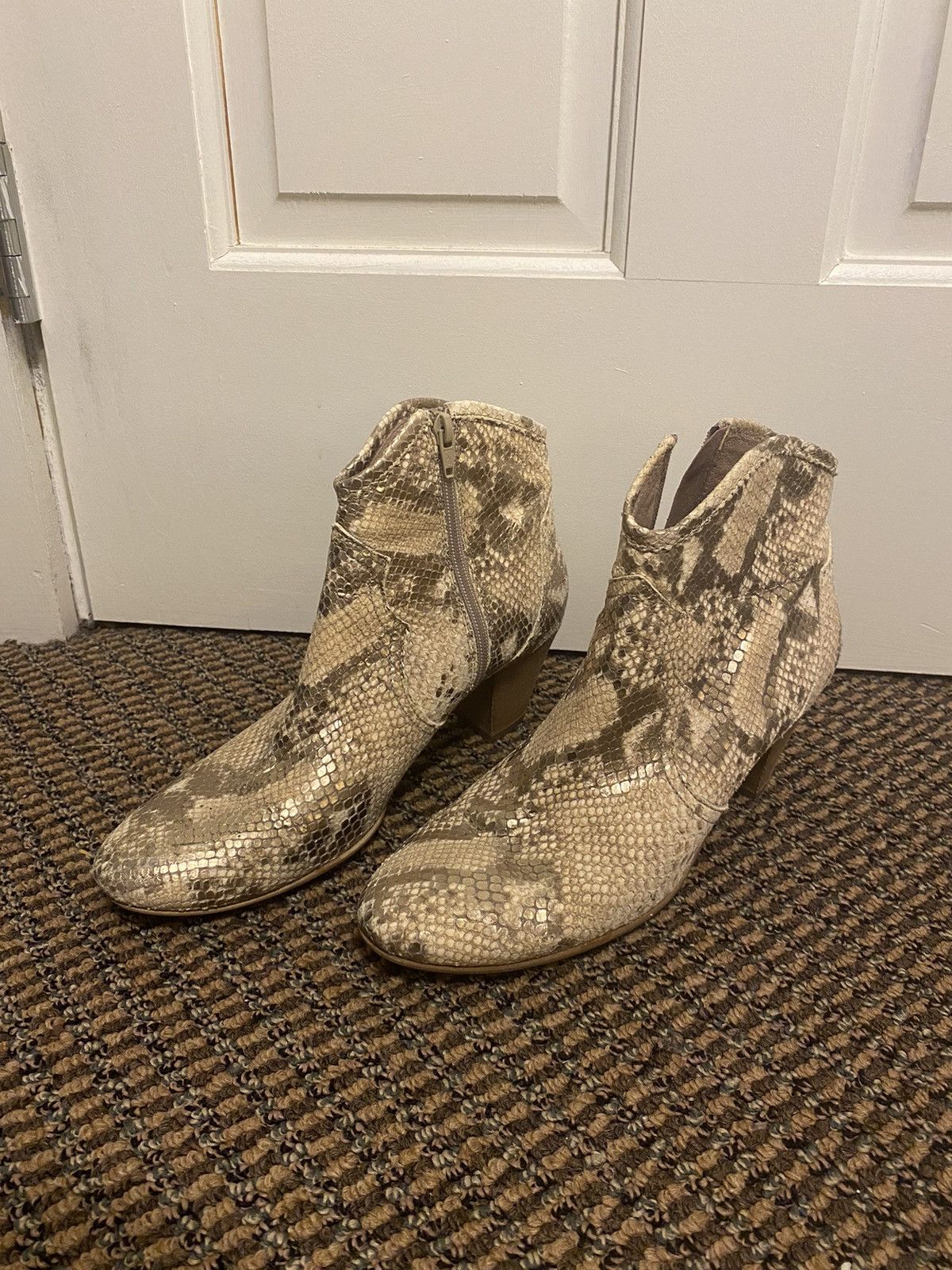 Vintage Vintage Italian Python-Embossed Gold Ankle Boots 🐍⚜️ | Grailed