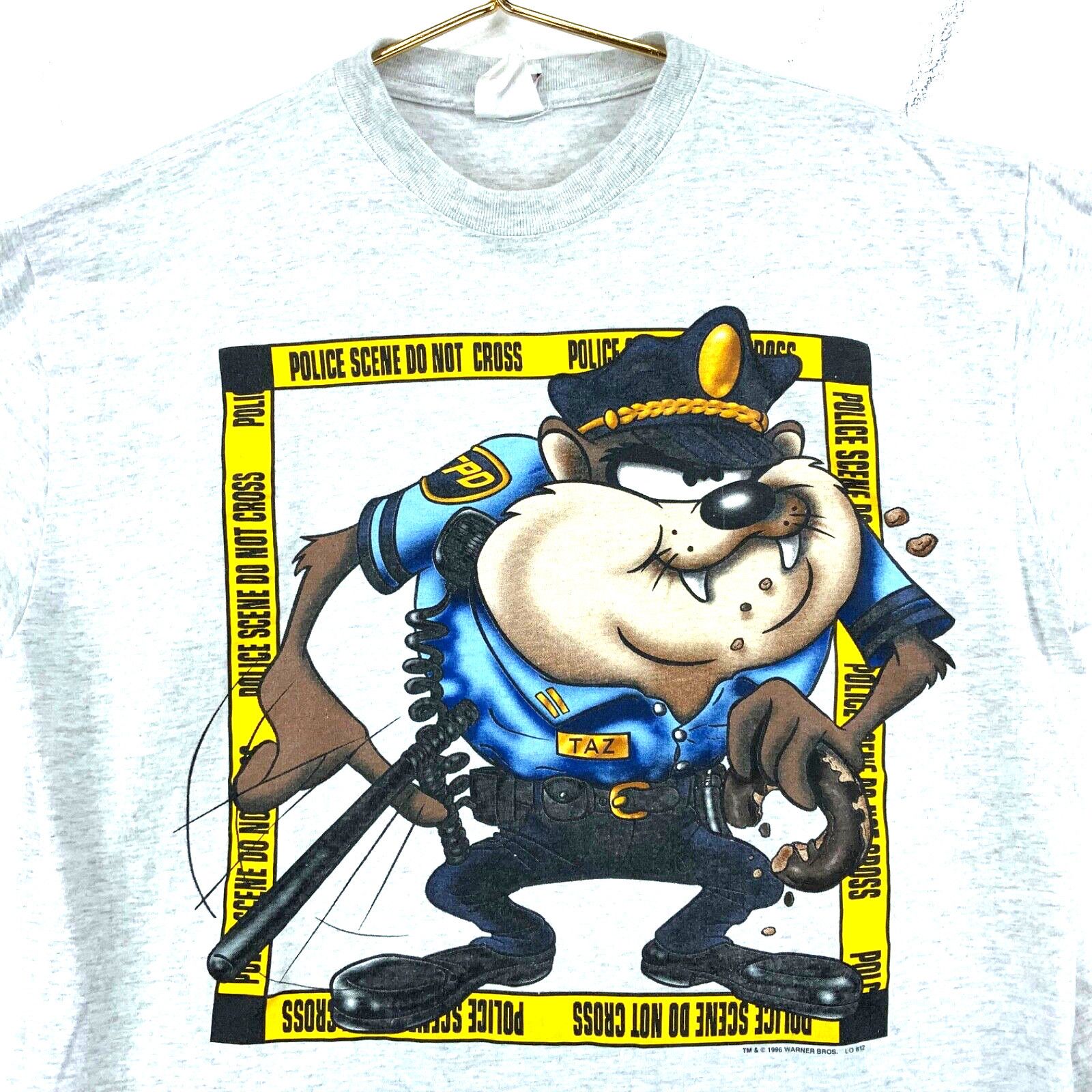 Police Vintage Taz Police Looney Tunes T-Shirt Size XL 1996 Gray ...