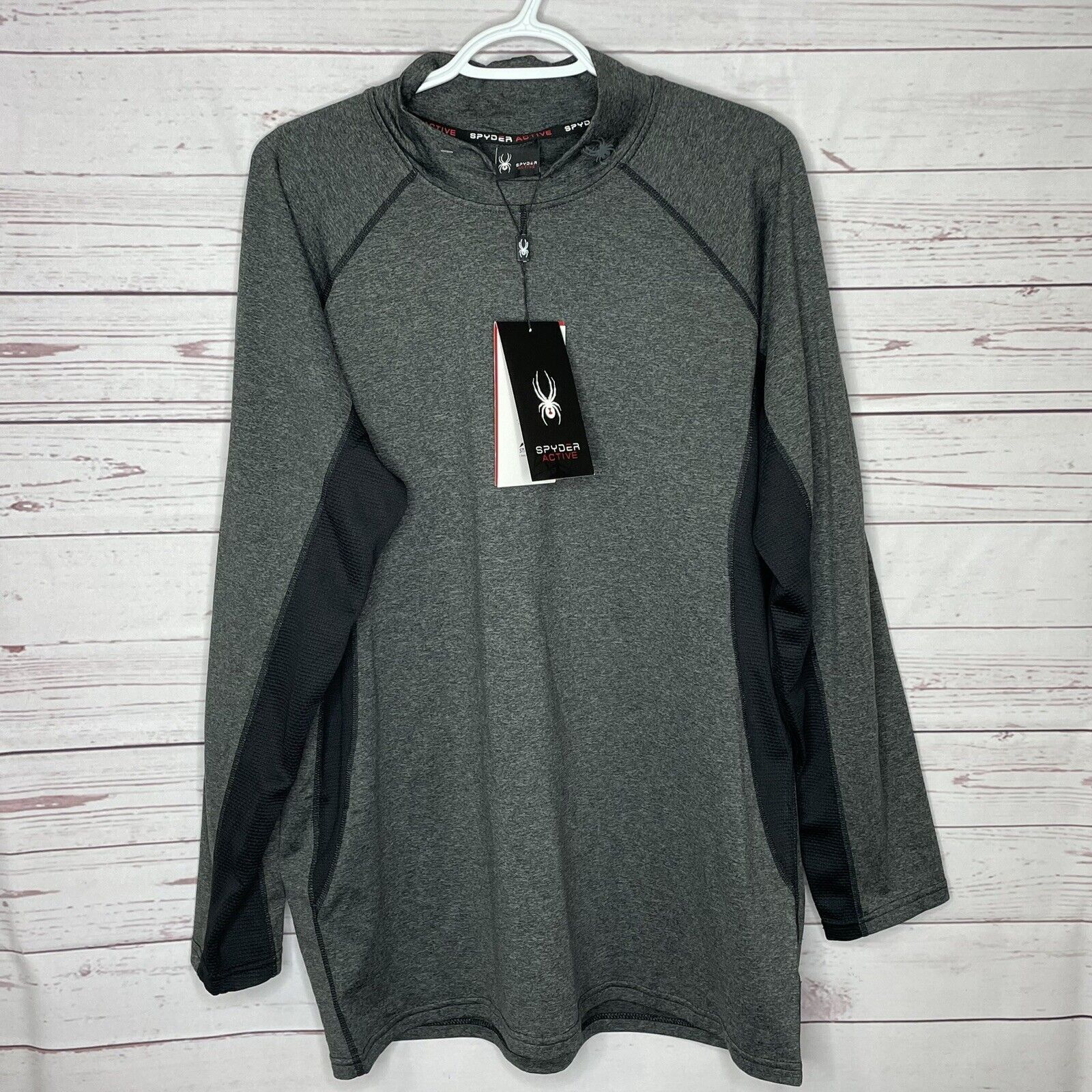 Spyder NWT Spyder Active Gray ProWeb Pullover Long Sleeve Mock Neck ...