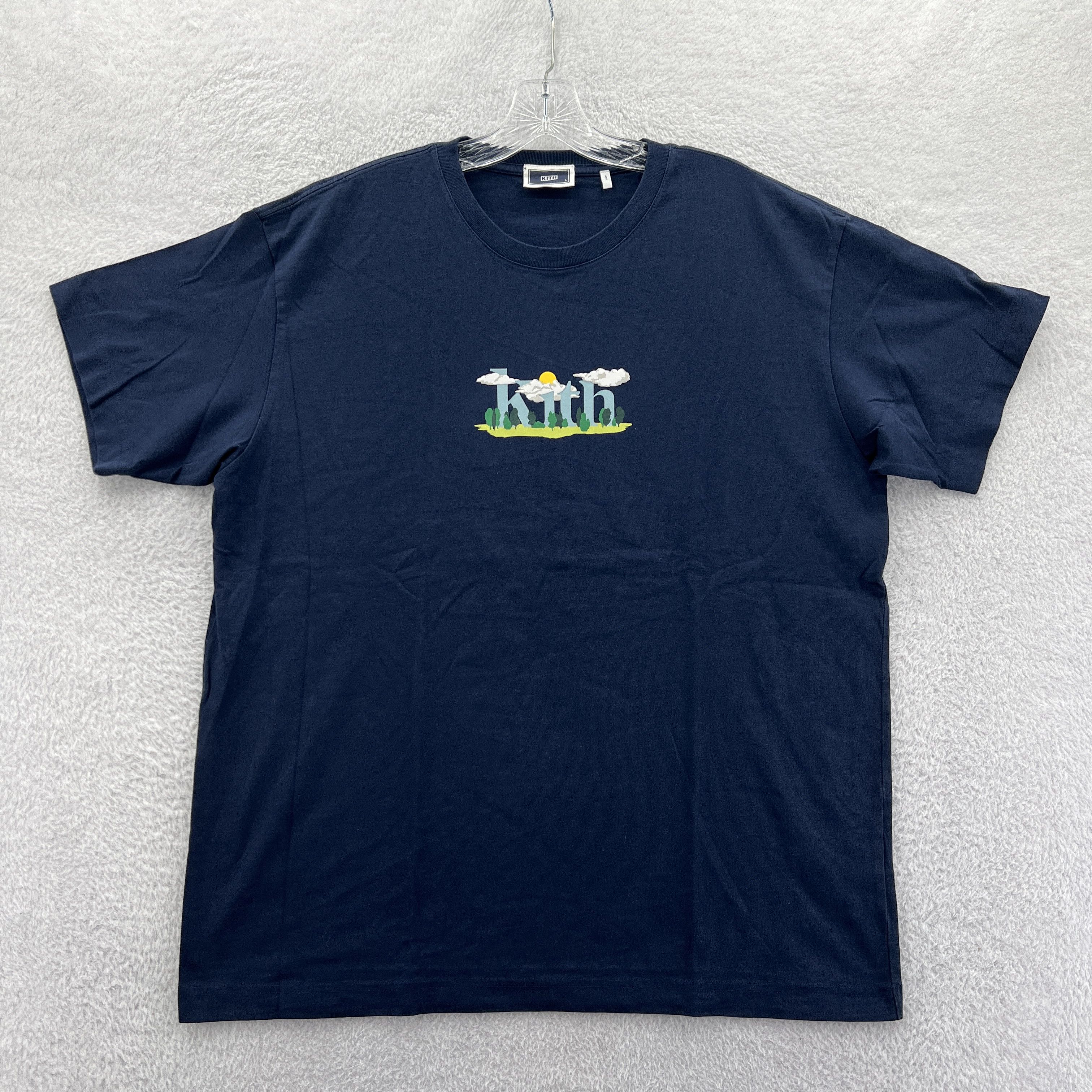 Kith New Kith Cloud Serif Logo Shirt Mens Large Blue Vintage Tee | Grailed