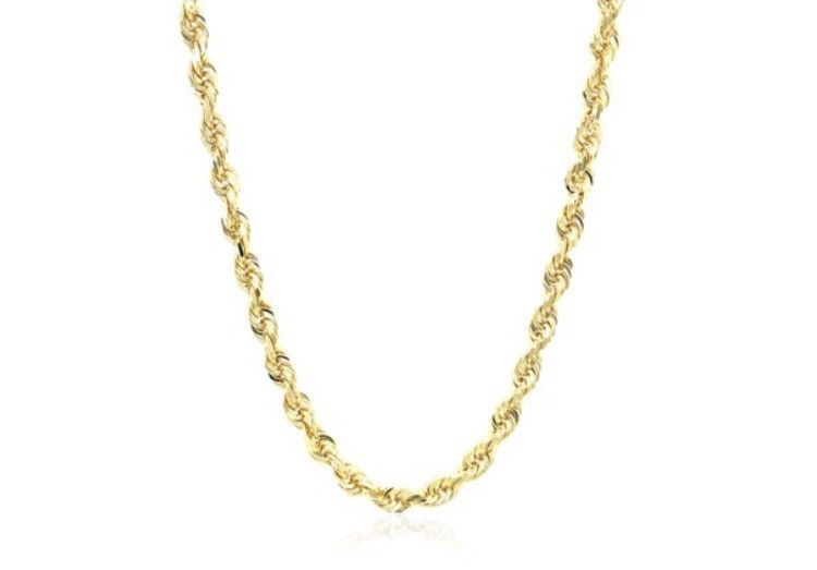 10k Solid Gold Solid Real 10k Gold Diamond Cut Rope Chain 20in 4mm ...