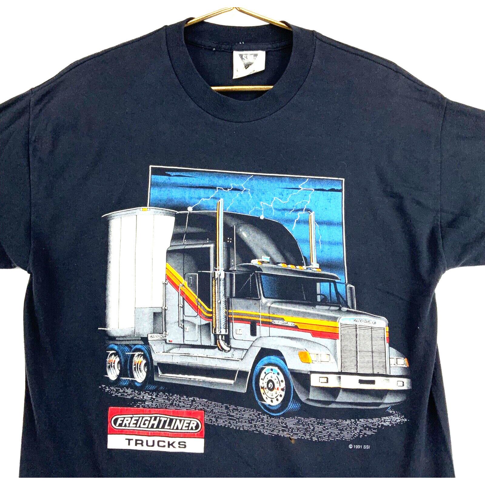 Vintage Vintage Freightliner Trucks T-Shirt Size Large 1991 Black ...