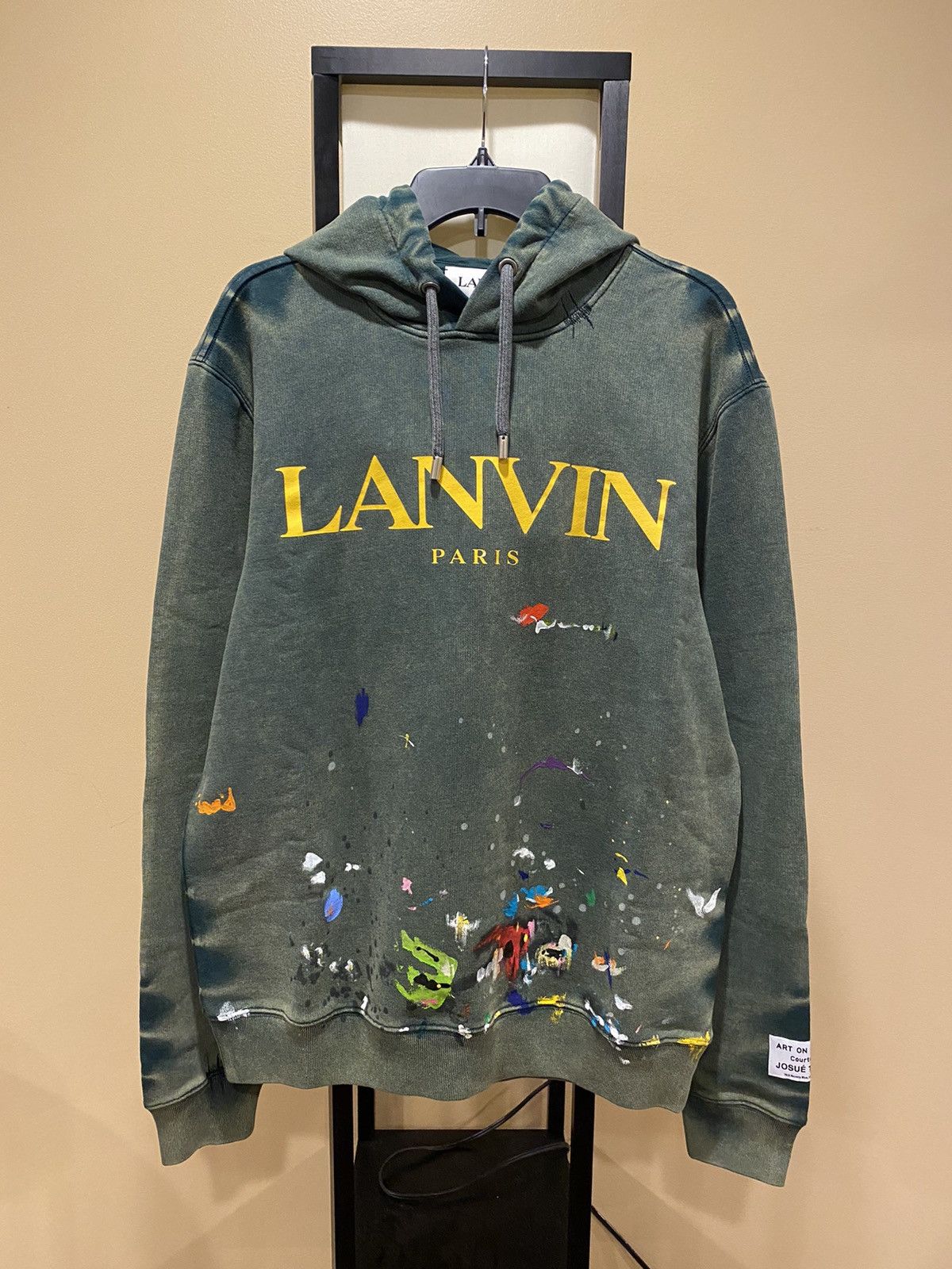 Lanvin Lanvin x Gallery Dept Green Painted Logo Pullover Hoodie | Grailed