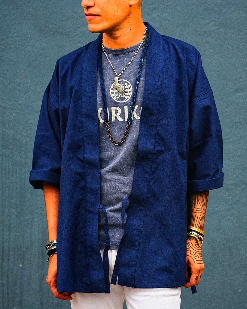 Indigo 🔥Indigo Dyed Sashiko Noragi Kimono Visvim Style Design🔥 | Grailed