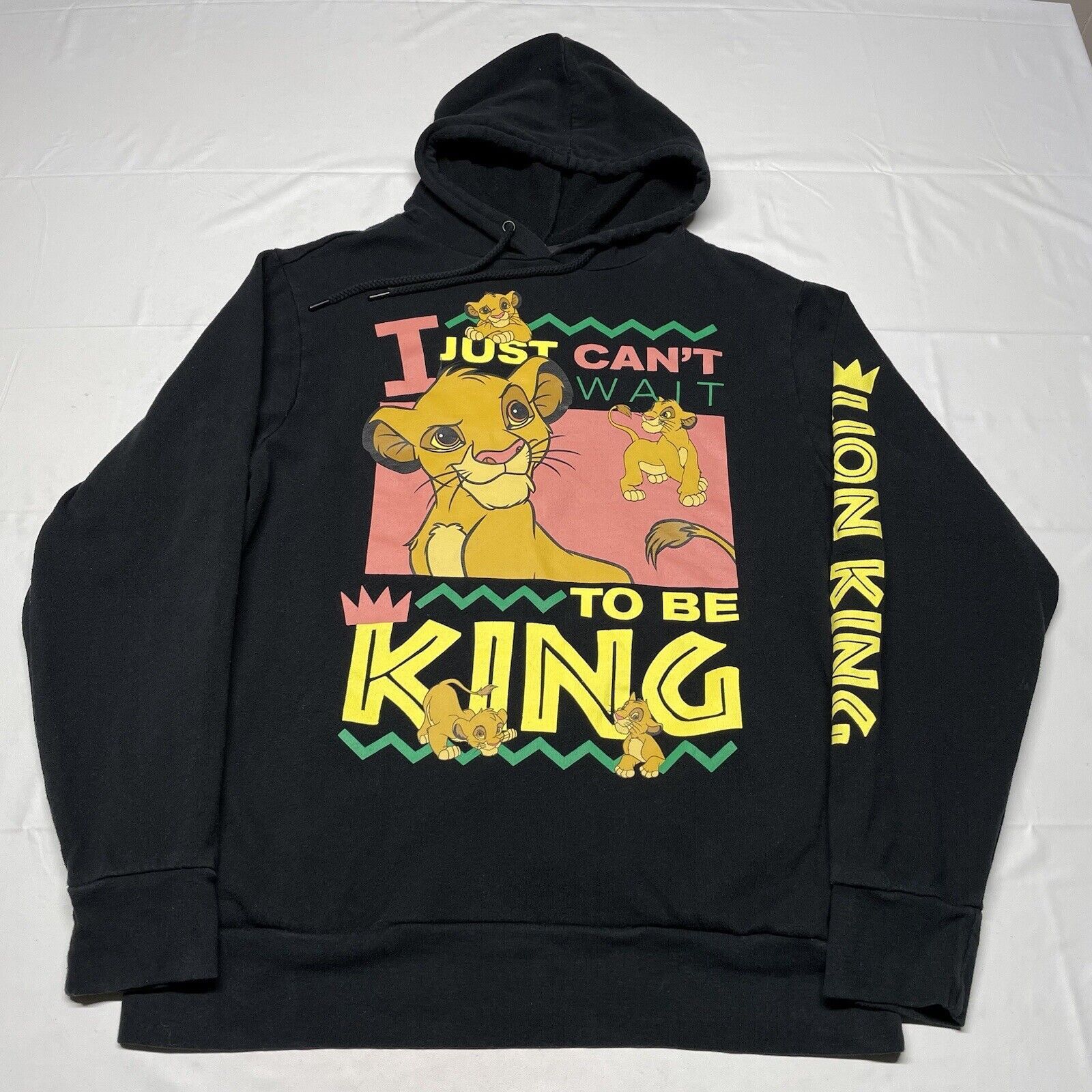 Disney Disney The Lion King Hoodie Mens Medium Simba Art Black Pullover ...