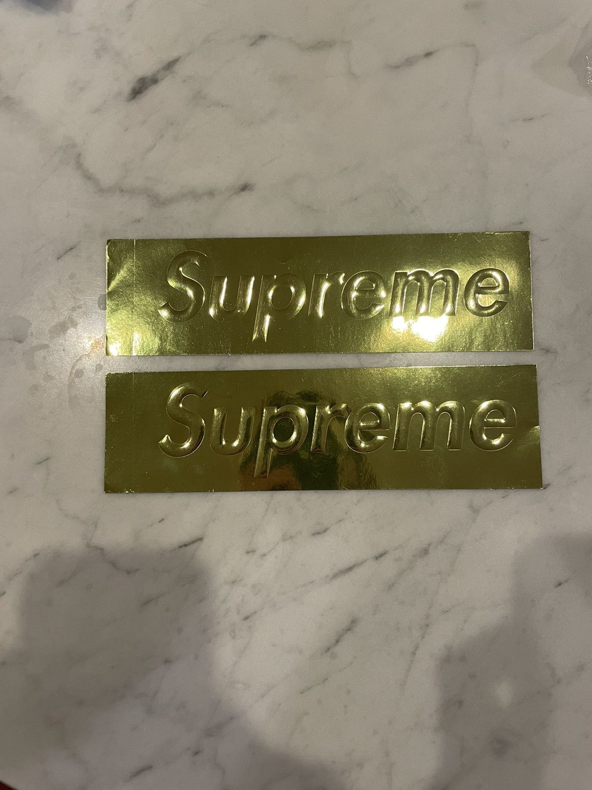 Supreme 2x Supreme Embossed Metallic Gold Box Logo Sticker | Grailed