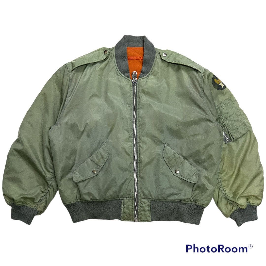 Japanese Brand × Vintage C(A2) Vtg Ma-1 Man Intermediate CREAMY GREEN Bomber Jacket | Grailed