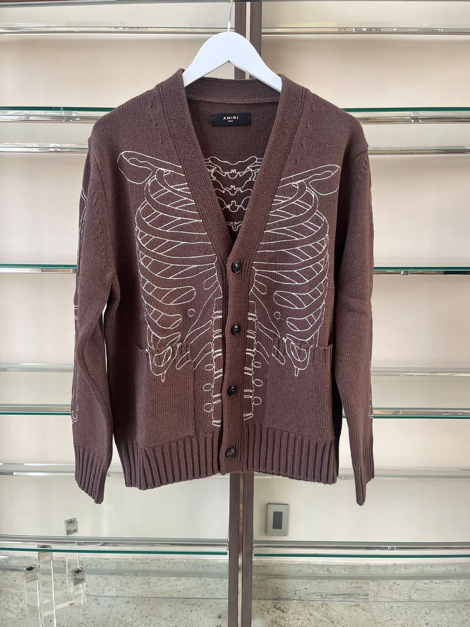 Amiri Skeleton Print Cardigan in Brown | Grailed
