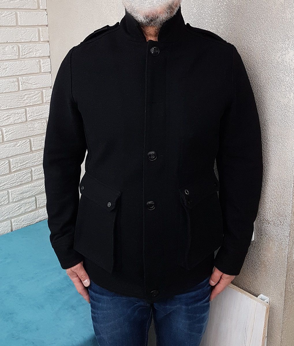 Ma.Strum MA.STRUM wool coat black logo patch Massimo Osti Archive | Grailed