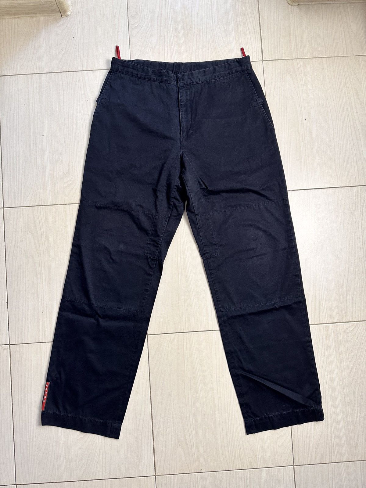 Vintage Prada Challenge 2003 red tan pants Luna Rossa logo | Grailed