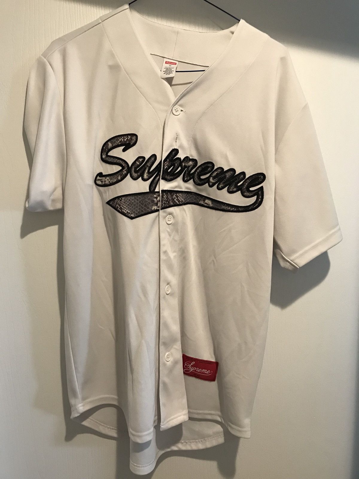Supreme Baseball Jersey FW17 Snakeskin White | Grailed