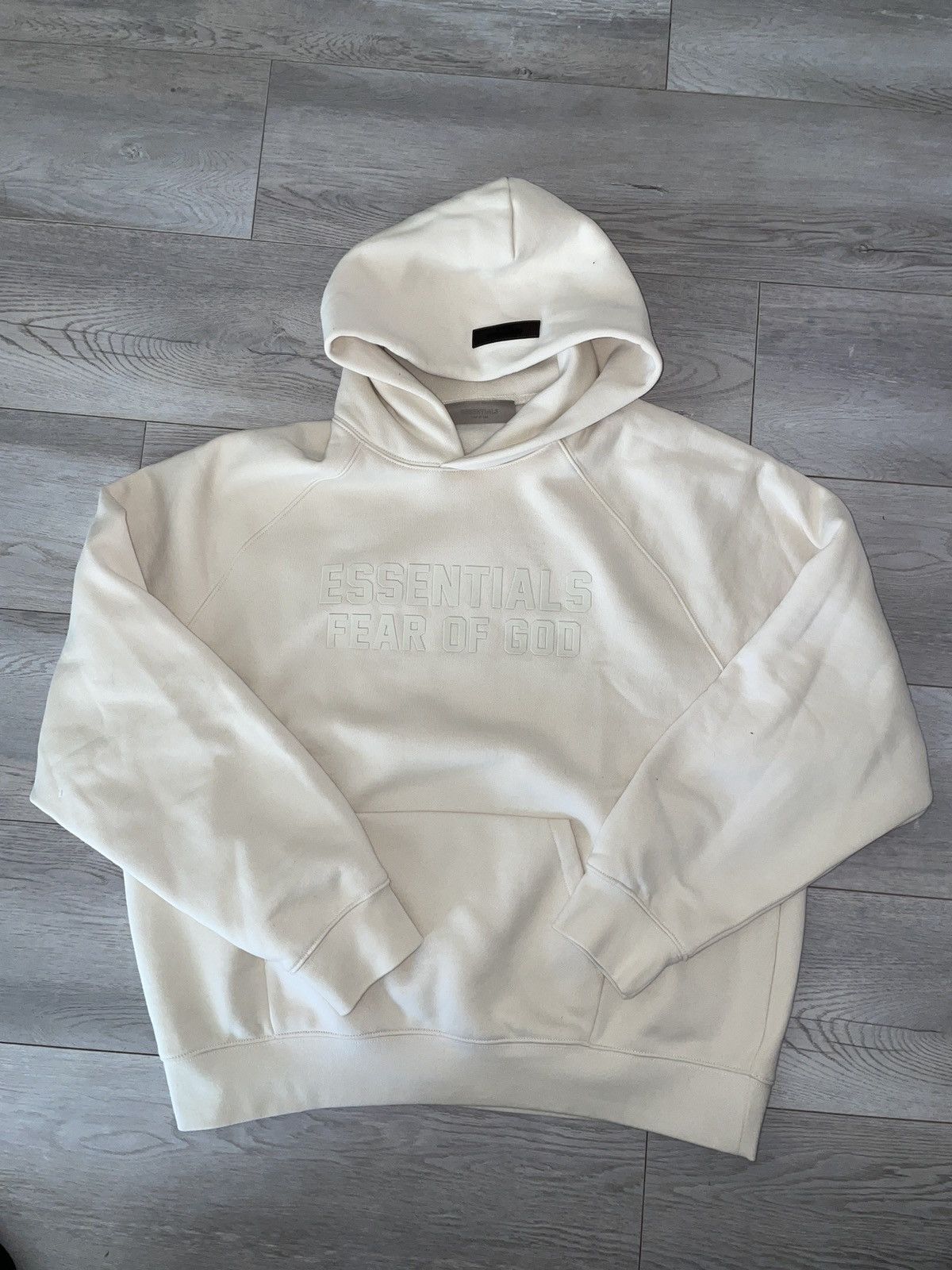 Fear of God Fear of God Essentials Hoodie “Eggshell” | Grailed