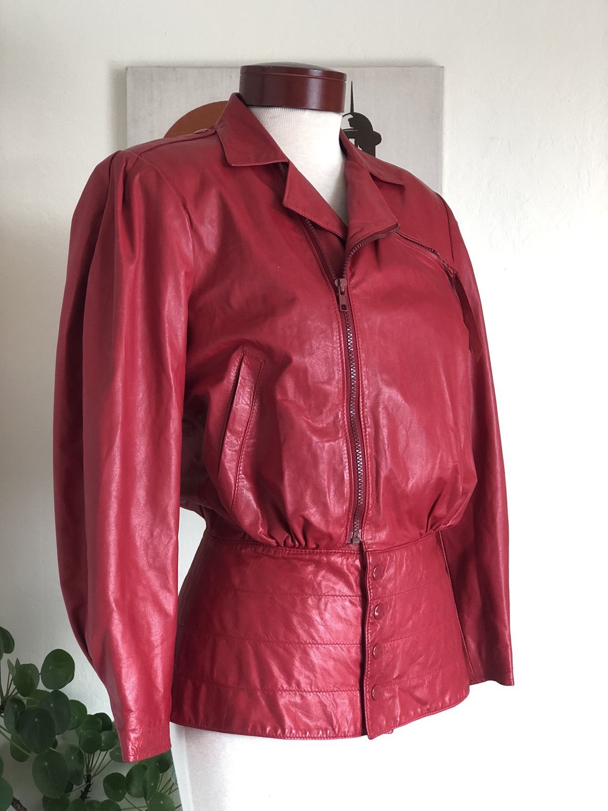 Vintage Vintage red leather jacket 80s New York designer 1980s S M ...