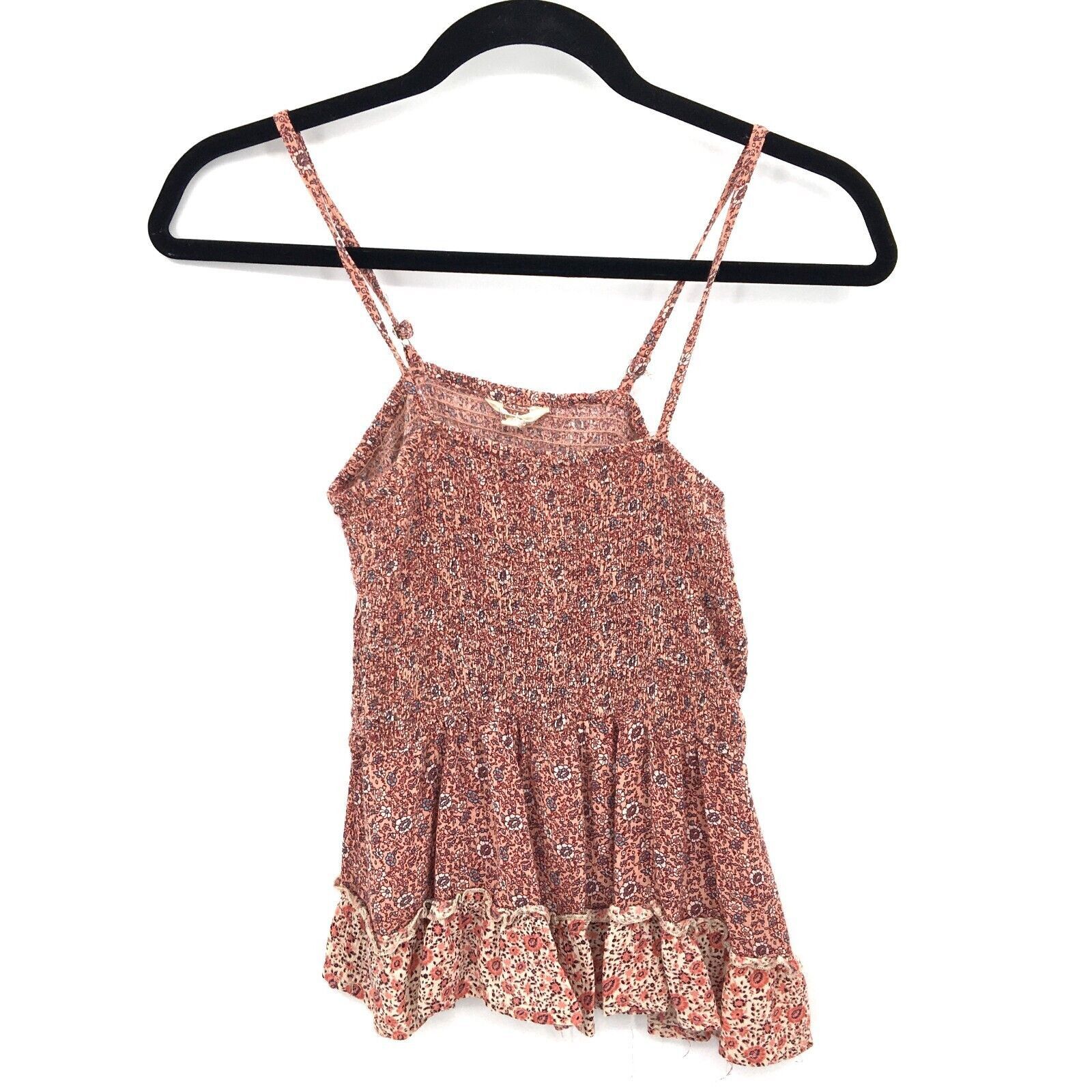 Vintage Sim & Sam smocked tank top boho festival peasant ruffle pink ...