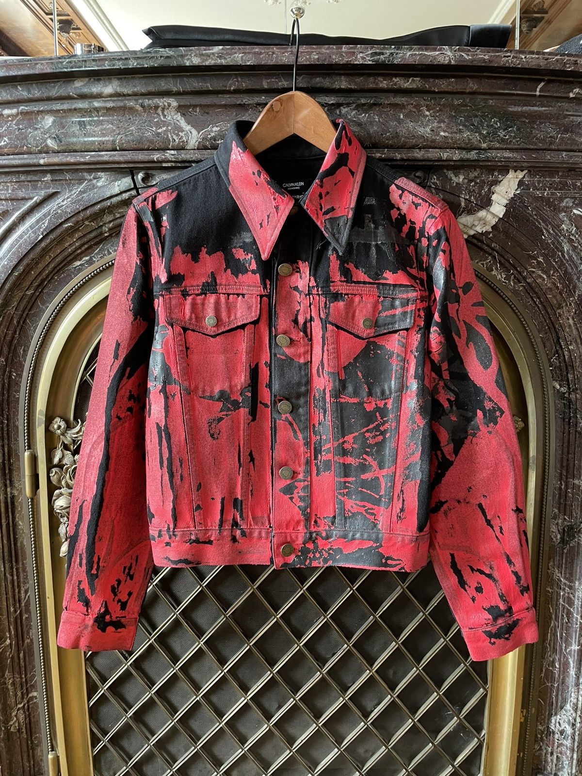 Raf Simons Red Warhol Denim Jacket Sample | Grailed