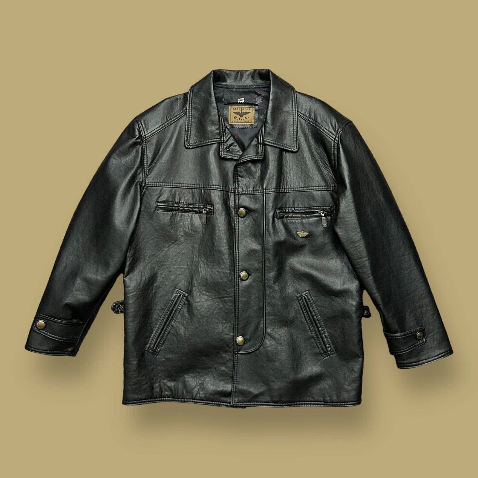 Avant Garde Leather Jacket Made in Italy Mid Length Black XL Heavy Coat ...